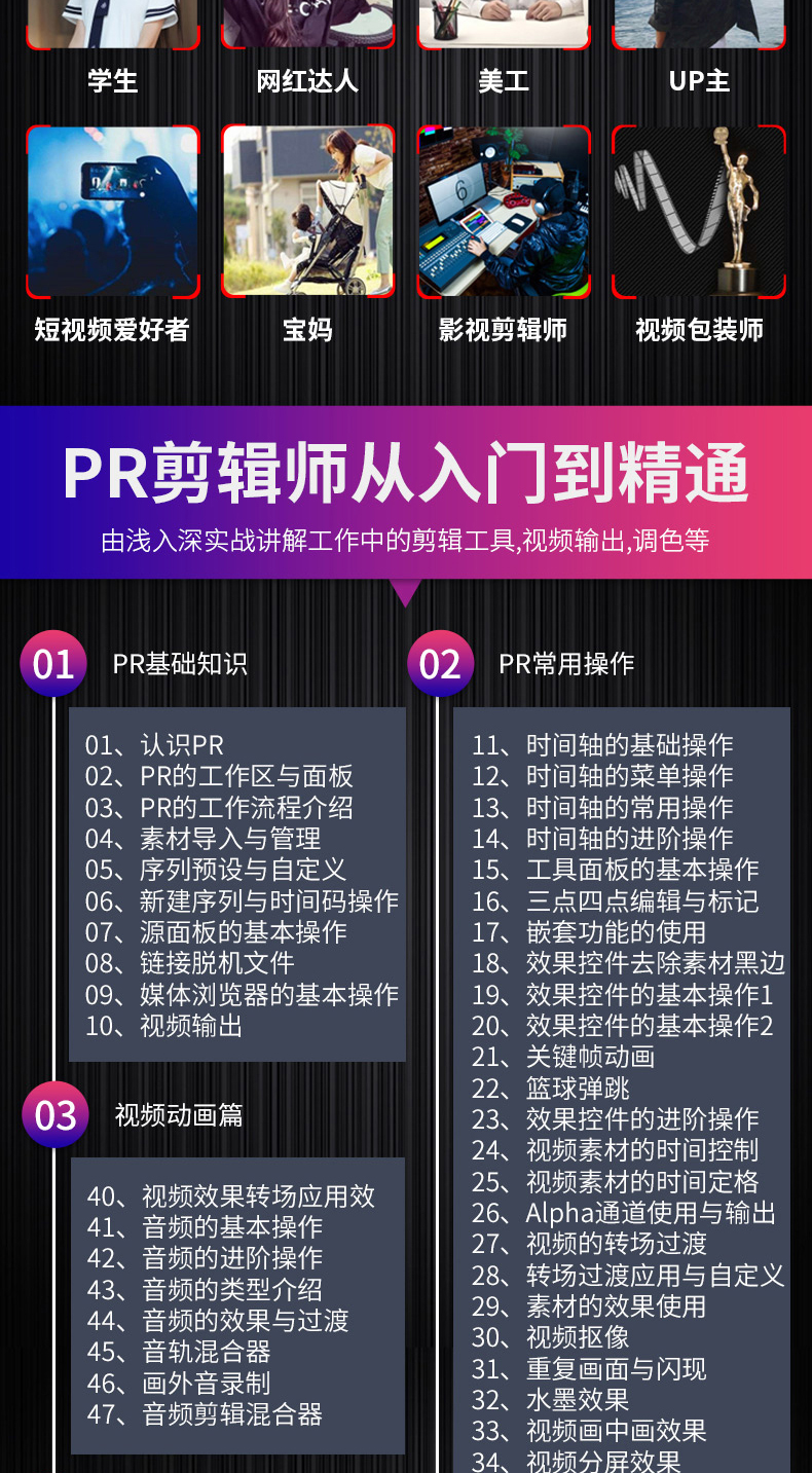 小白学PR，60堂课带你玩转PR视频剪辑_哔哩哔哩_bilibili