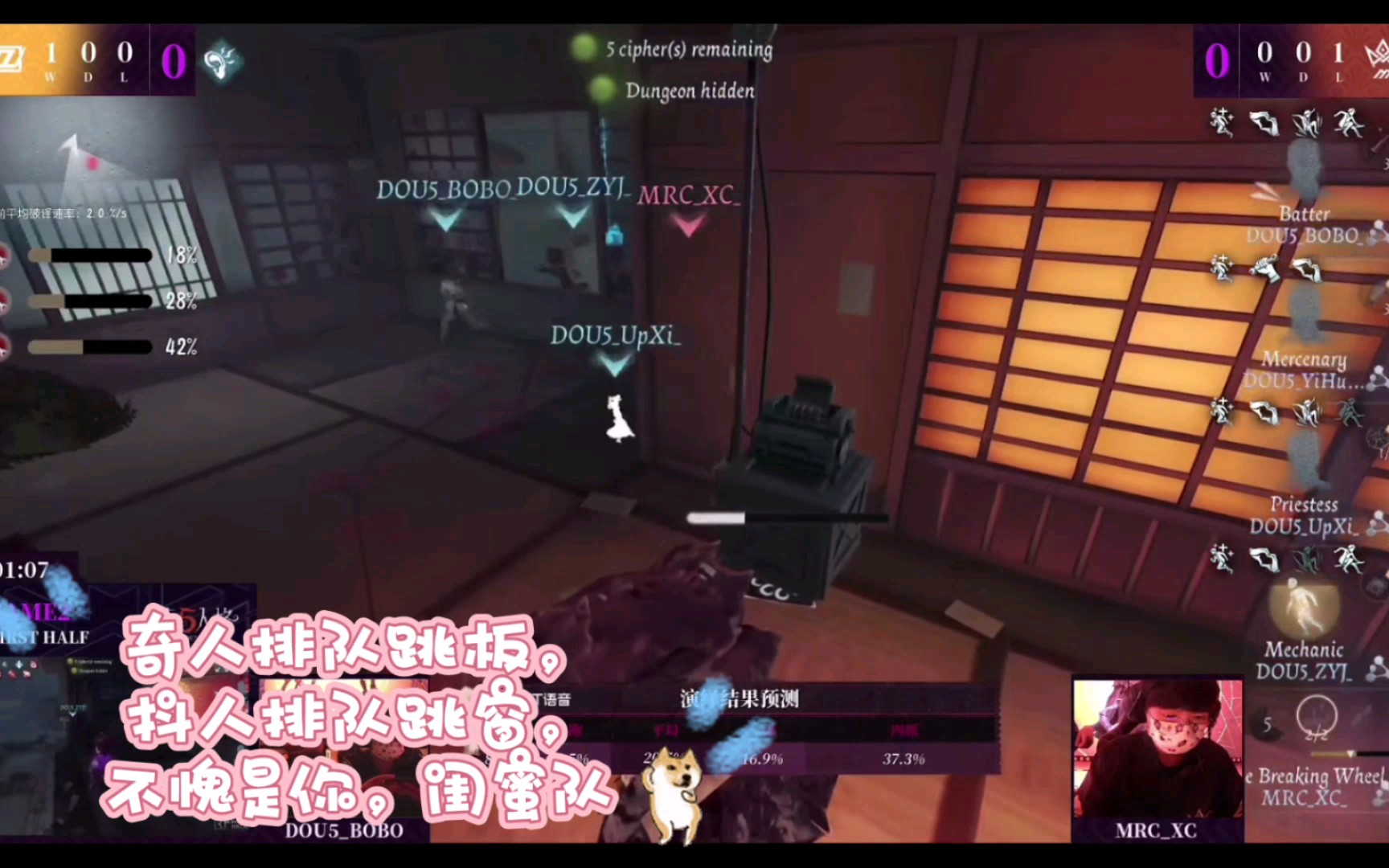 【Dou5｜MRC】奇人排队跳板，抖人排队跳窗，不愧是你，闺蜜组_哔哩哔哩bilibili_第五人格