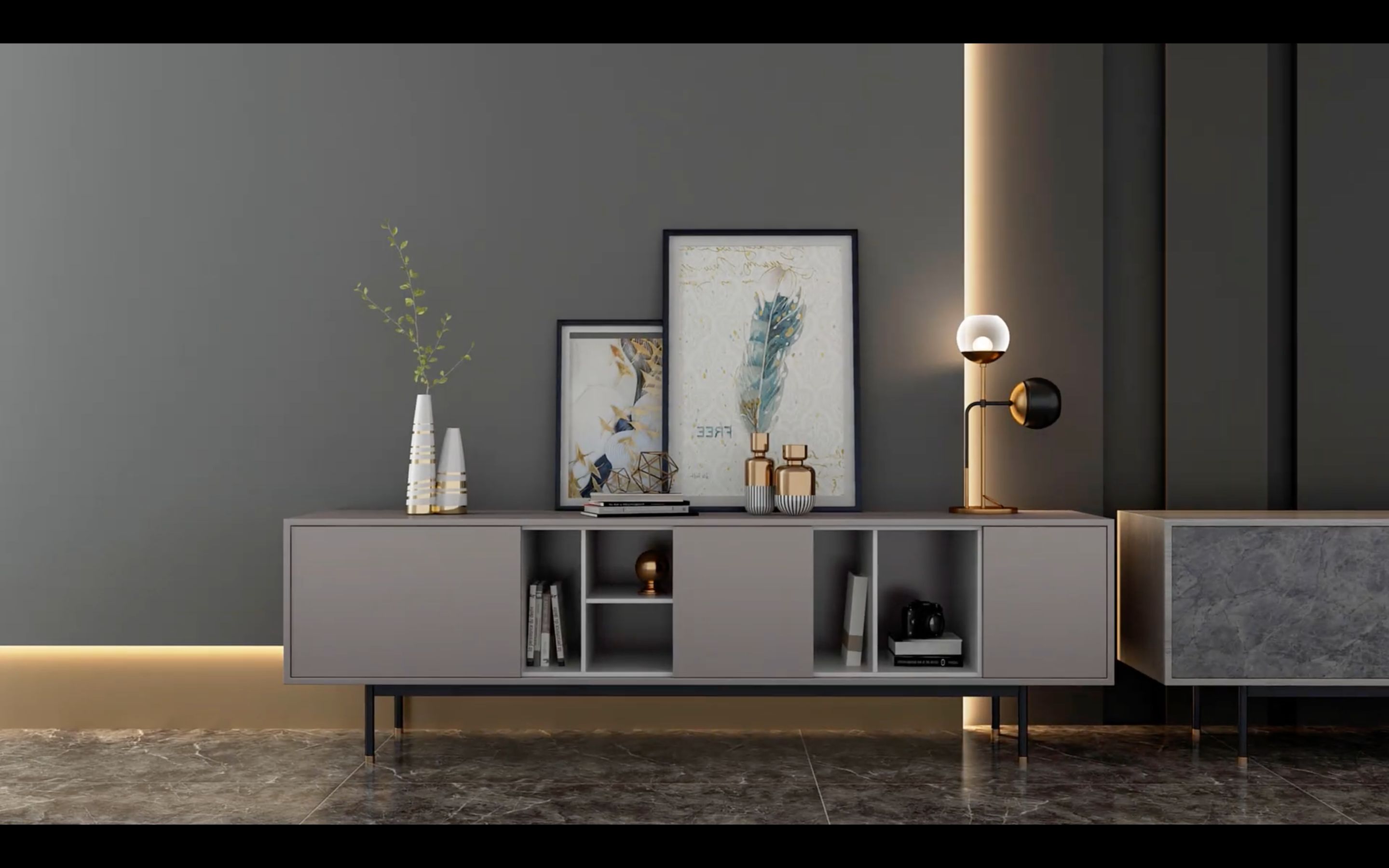 3dsMax+Vray 5.1 室内电视柜场景建模渲染教程-操作演示6_哔哩哔哩_bilibili