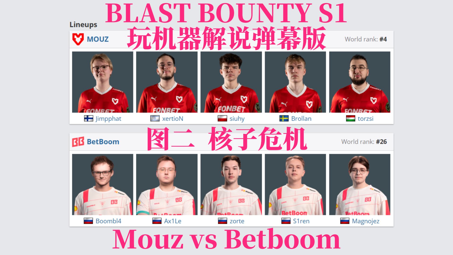【弹幕版】Mouz vs Betboom 图二 核子危机 | BLAST BOUNTY S1 玩机器解说弹幕版-CS2百事通-CS2百事通-哔哩哔哩视频