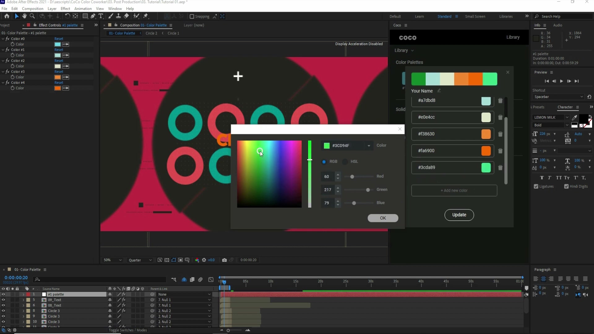 AE脚本-流行品牌颜色渐变调色盘配色脚本AEscripts Coco Color CoWorker_哔哩哔哩_bilibili