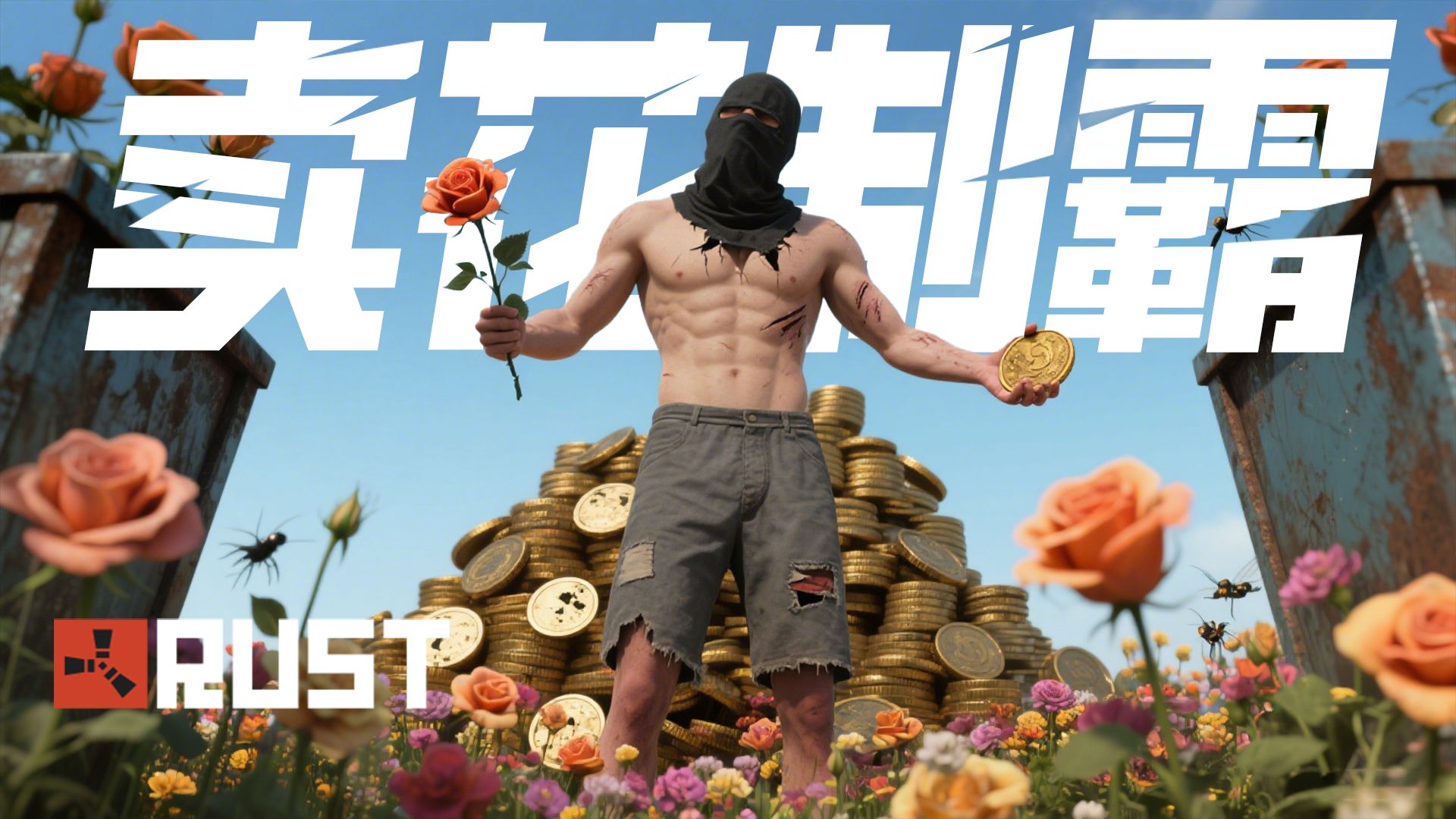 【RUST 腐蚀】我在 1000 人官服卖花暴富！-强盗AD-强盗AD-哔哩哔哩视频
