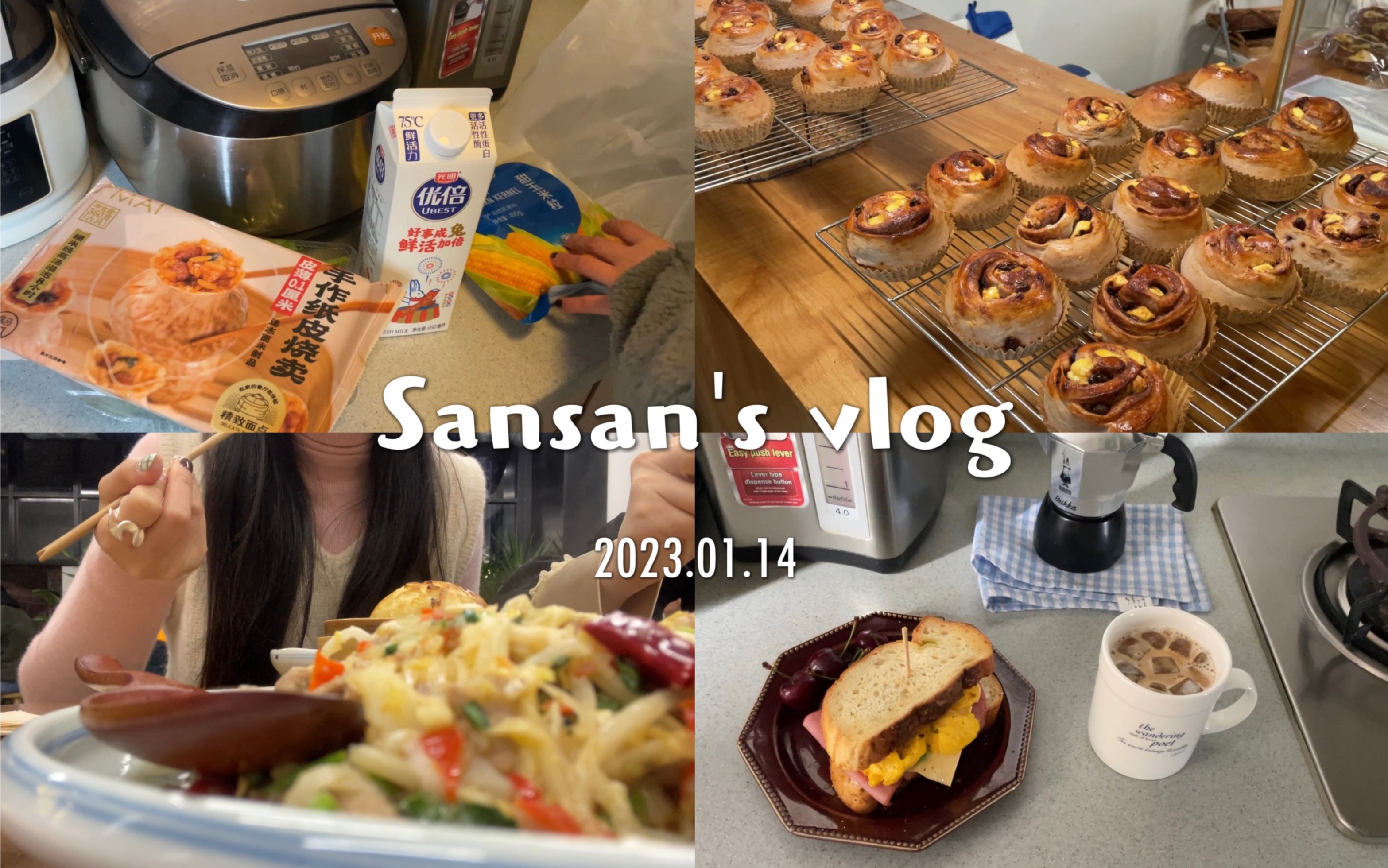 Sansan's vlog|成都生活日常|好吃的肉桂卷|早午餐是火腿鸡蛋三明治和拿铁|盒马购物|加年糕福袋的螺蛳粉|下午茶|好喜欢云南菜|好好吃早餐噢-大野三三-大野三三-哔哩哔哩视频