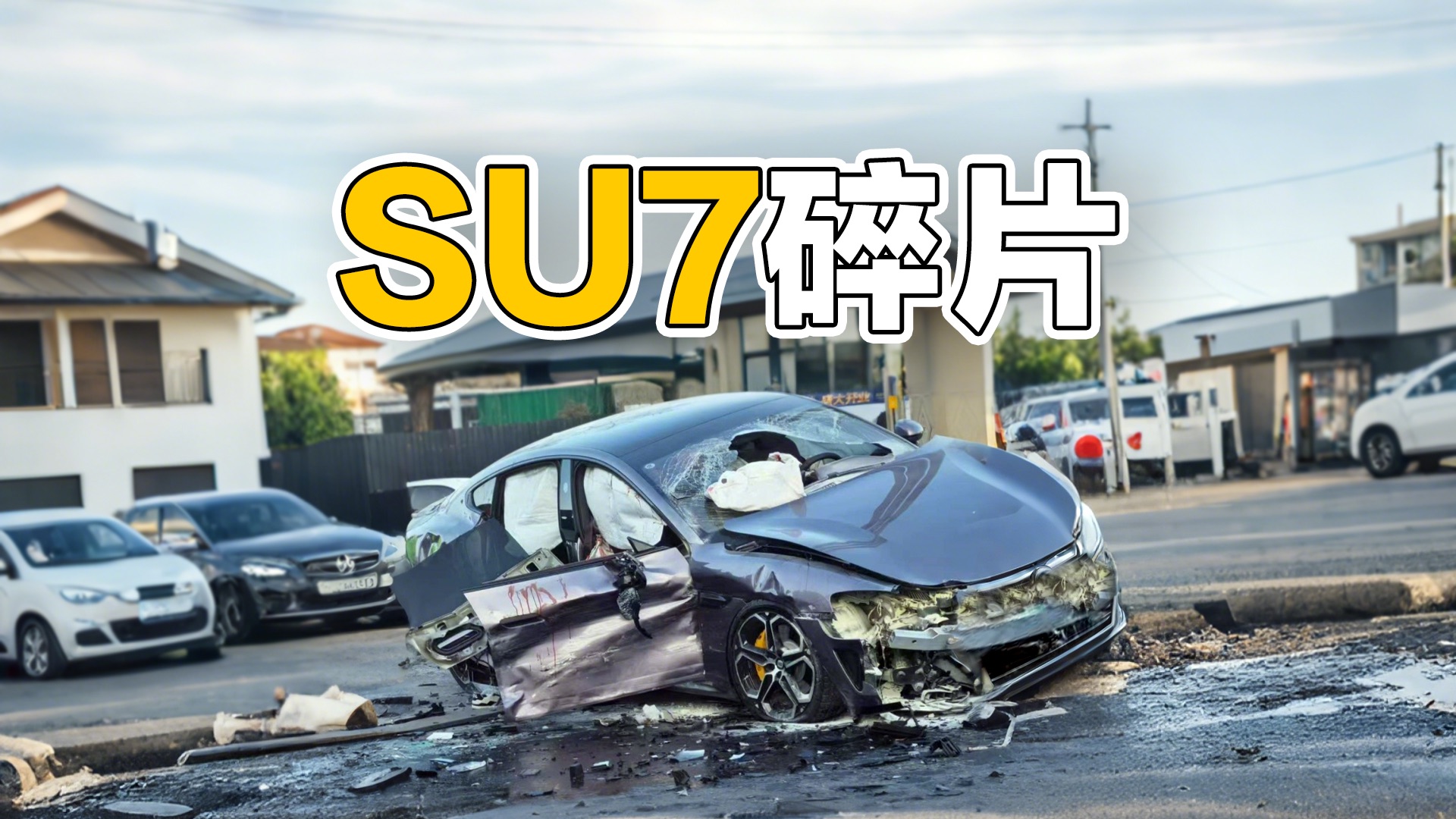 太惨了！小米su7侧翻起火，路人合力抬车-翻車君-翻車君-哔哩哔哩视频