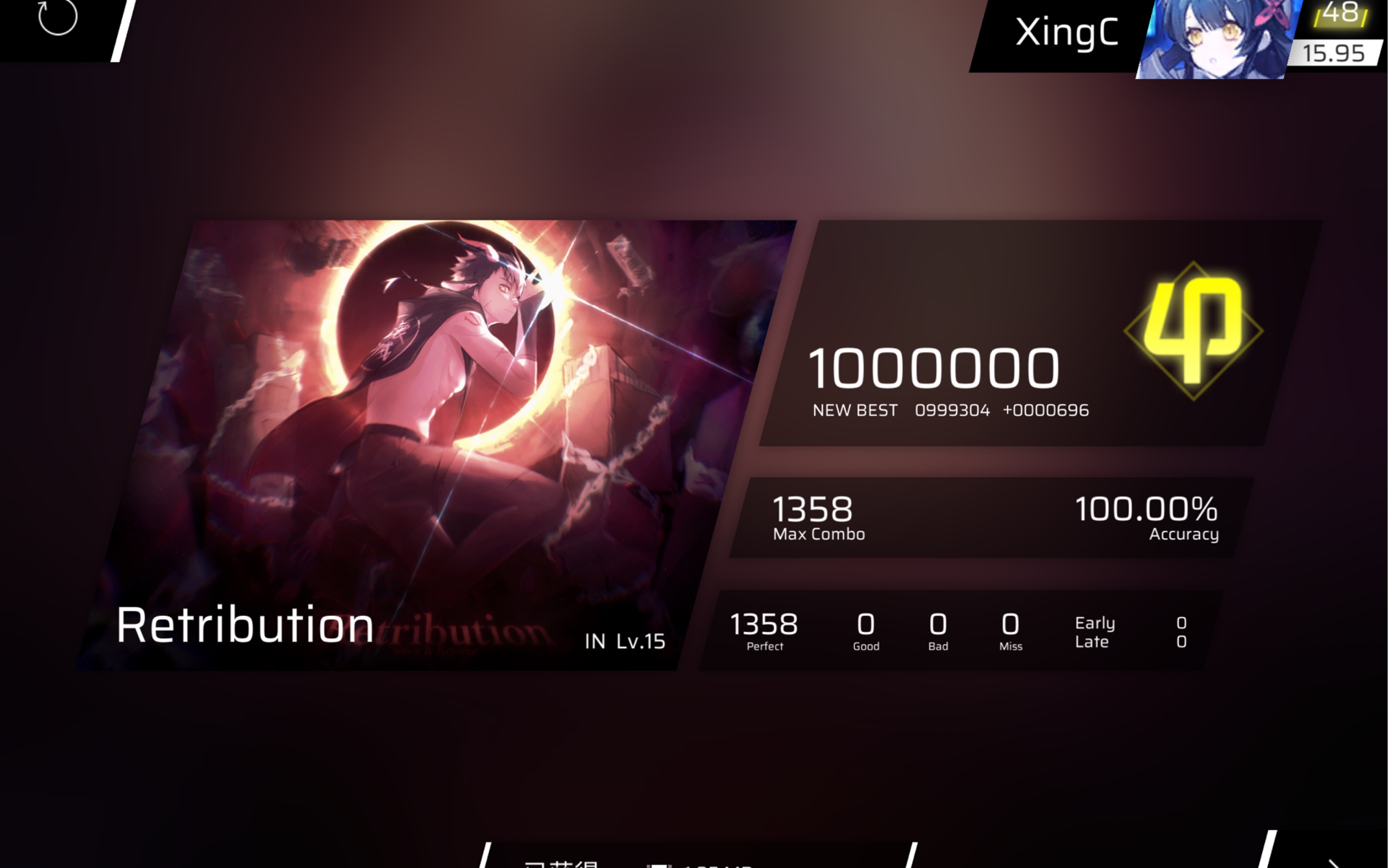 【Phigros/消除の魔王曲/第八章In全制霸！】Distorted Fate（In Lv.15）All Perfect！