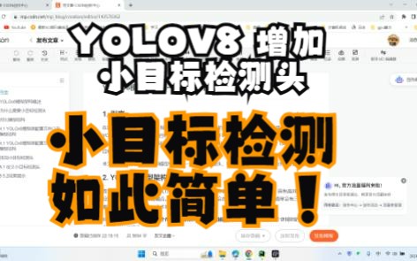 YOLOv8模型改进 第一讲 添加小目标检测头分支-のAdam-毕设-哔哩哔哩视频