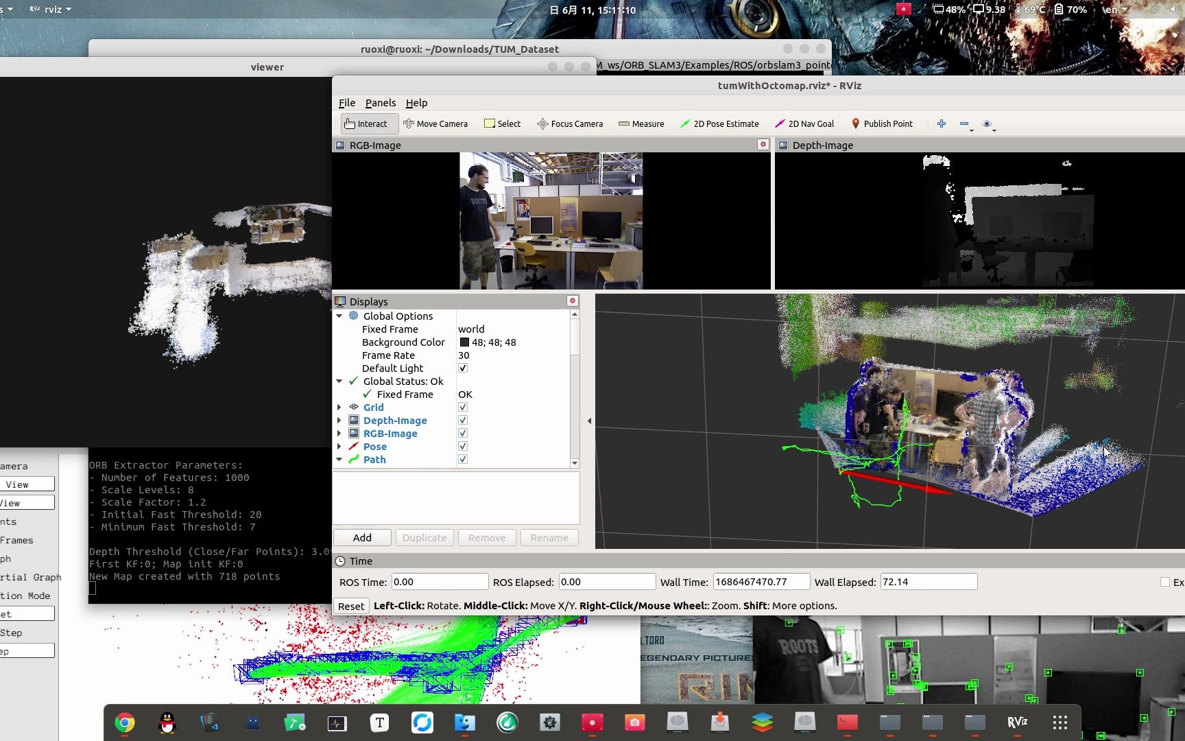 基于ROS的ORB_SLAM3稠密建图与Octomap构建-张宇考硏-无人机-哔哩哔哩视频