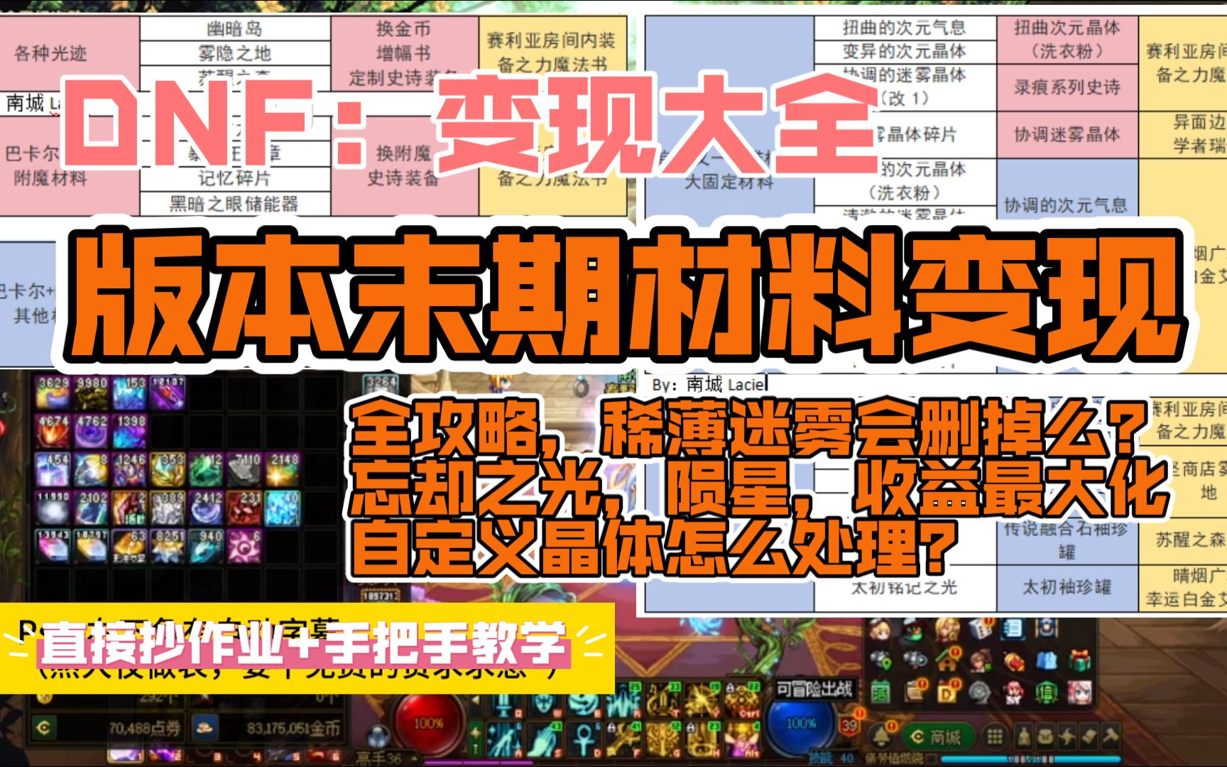 DNF：版本末期材料变现大全，稀薄迷雾会删掉么？忘却之光，陨星，自定义材料晶体怎么处理收益最大？ 南城解说-南城Lacie-南城Lacie-哔哩哔哩视频