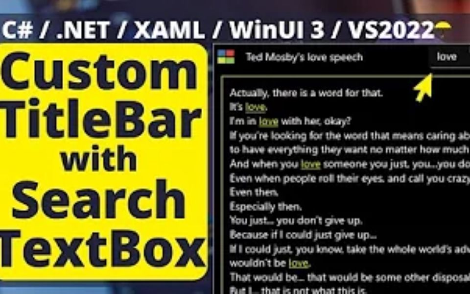 【WinUI 3 | XAML | C#】Custom TitleBar Search TextBox【Andrew KeepCoding】_哔哩哔哩_bilibili