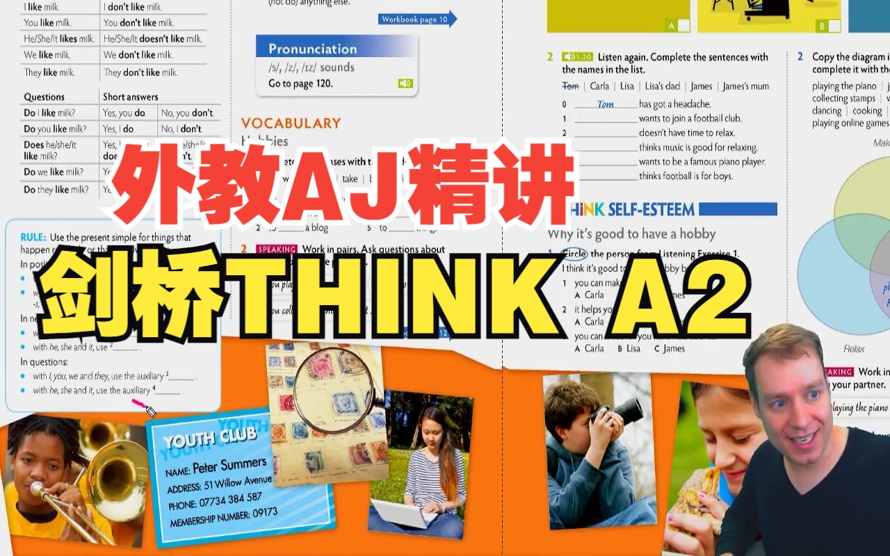 【KET PET 剑桥考级宝藏课程】Think Level1 A2 剑桥THINK 1 原版教材 AJ老师 S-L1录播课(共224节）视频+单元测试+词汇表+-bili ...
