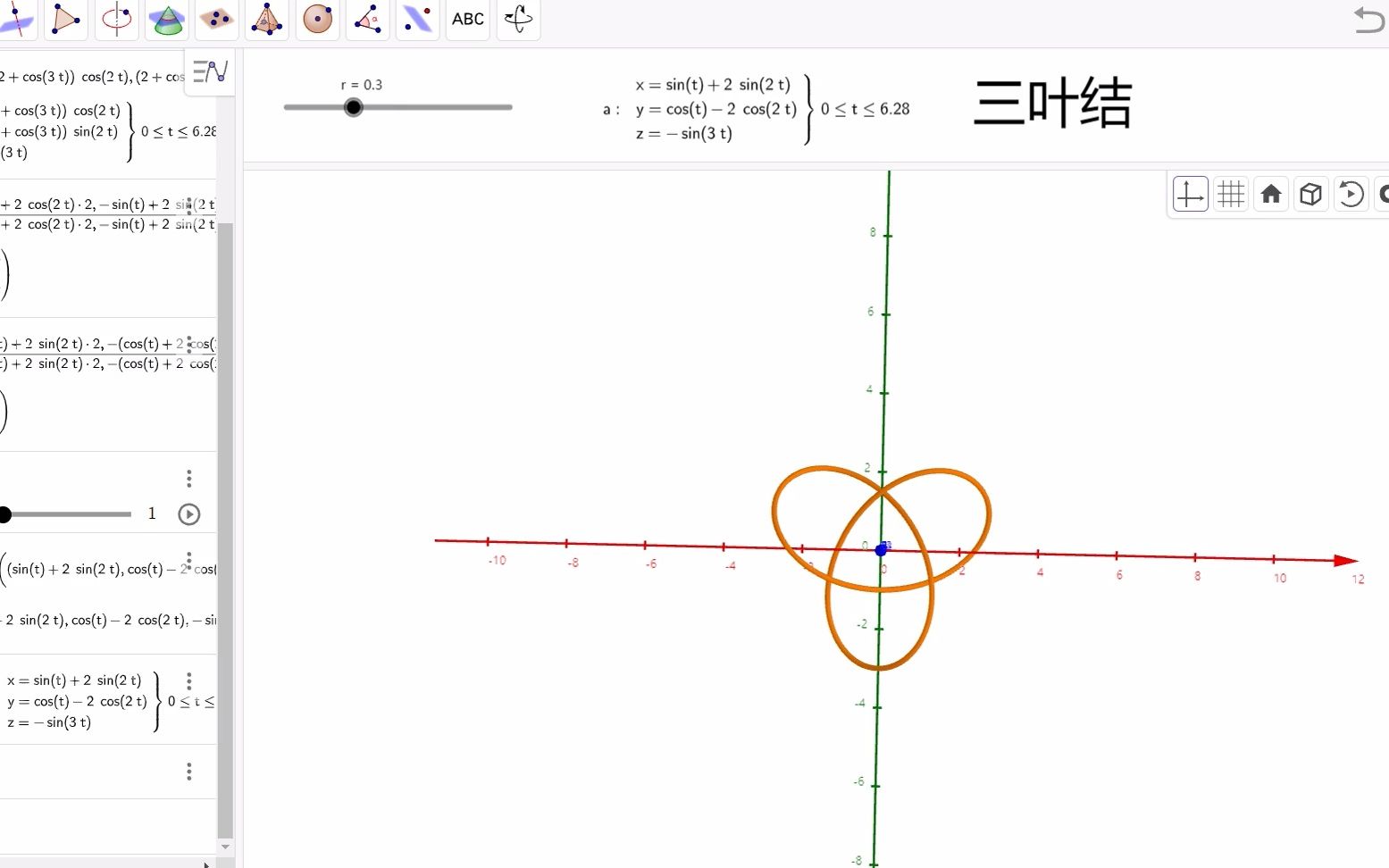 【Geogebra】三叶结曲线变曲面_哔哩哔哩_bilibili
