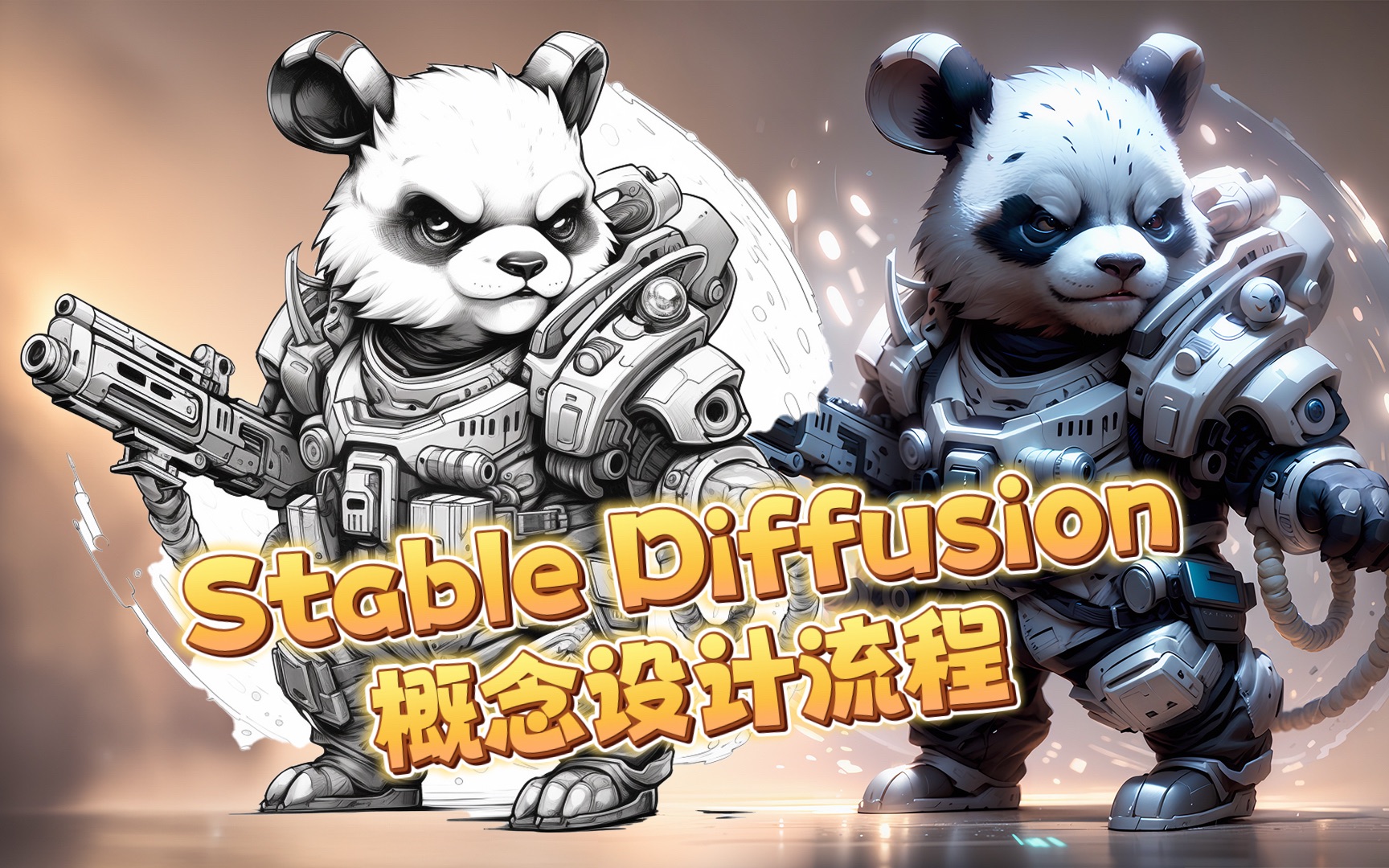 Stable Diffusion+Midjourney 角色设计线稿上色全流程-赛博TAO-赛博TAO-哔哩哔哩视频