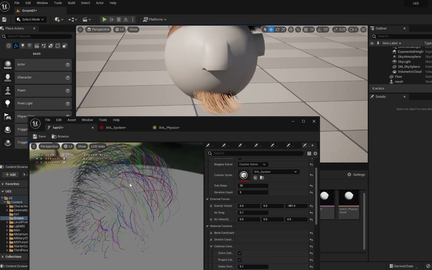 UE_Groom缓存_XGen动力学解算导入UE