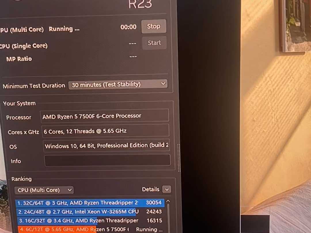 7500F超频5.65G测试30分钟R23和cpuz-非娥扑火-非娥扑火-哔哩哔哩视频