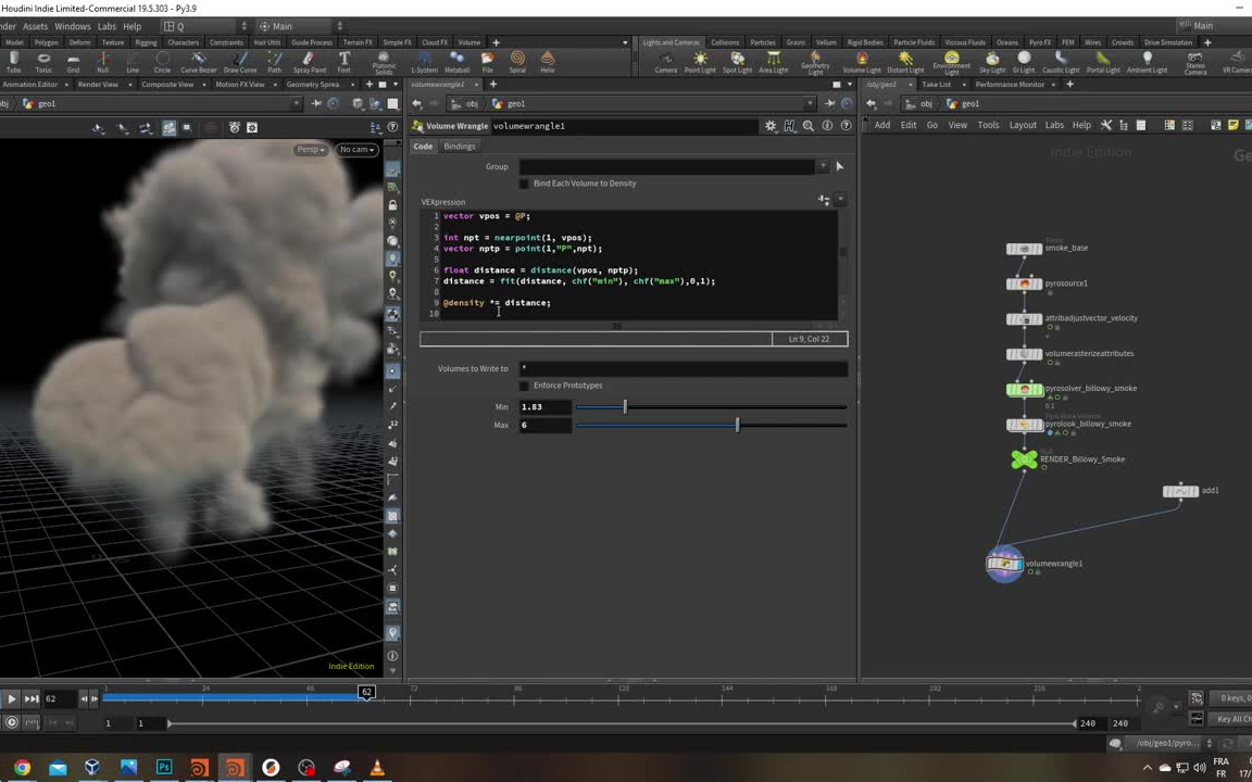 [ENG] HOUDINI VEX Tutorial - Adjust volume voxel density base on it's distance t_哔哩哔哩_bilibili