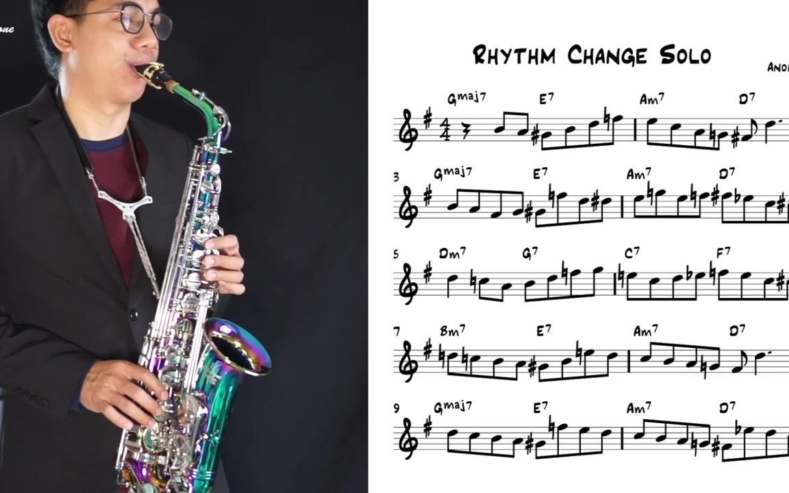 中音萨克斯演奏和乐谱->BEBOP"节奏变化" Rhythm Change (Bebop solo) for saxophone_哔哩哔哩_bilibili