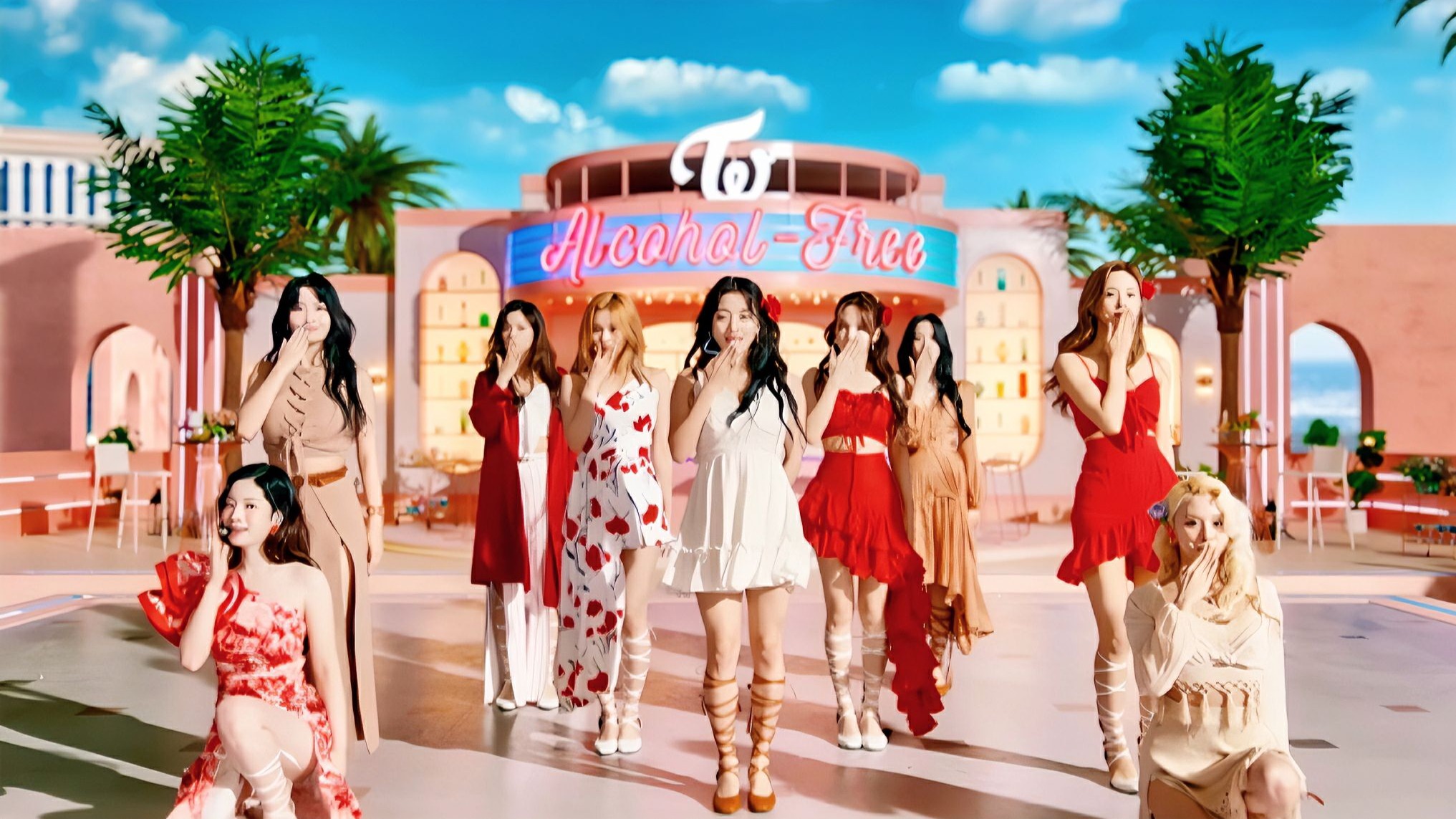 【TWICE】《Alcohol-free》4k绝美舞台！在日落的海滩轰趴，来一杯清凉一夏-网易云音乐-网易云音乐-哔哩哔哩视频