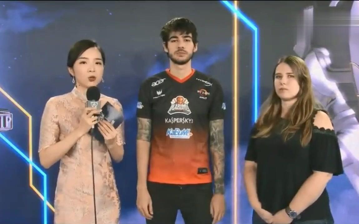 S8余霜赛后采访，中文转英语再转葡萄牙语！LPL急缺葡萄牙语美女解说！_哔哩哔哩_bilibili