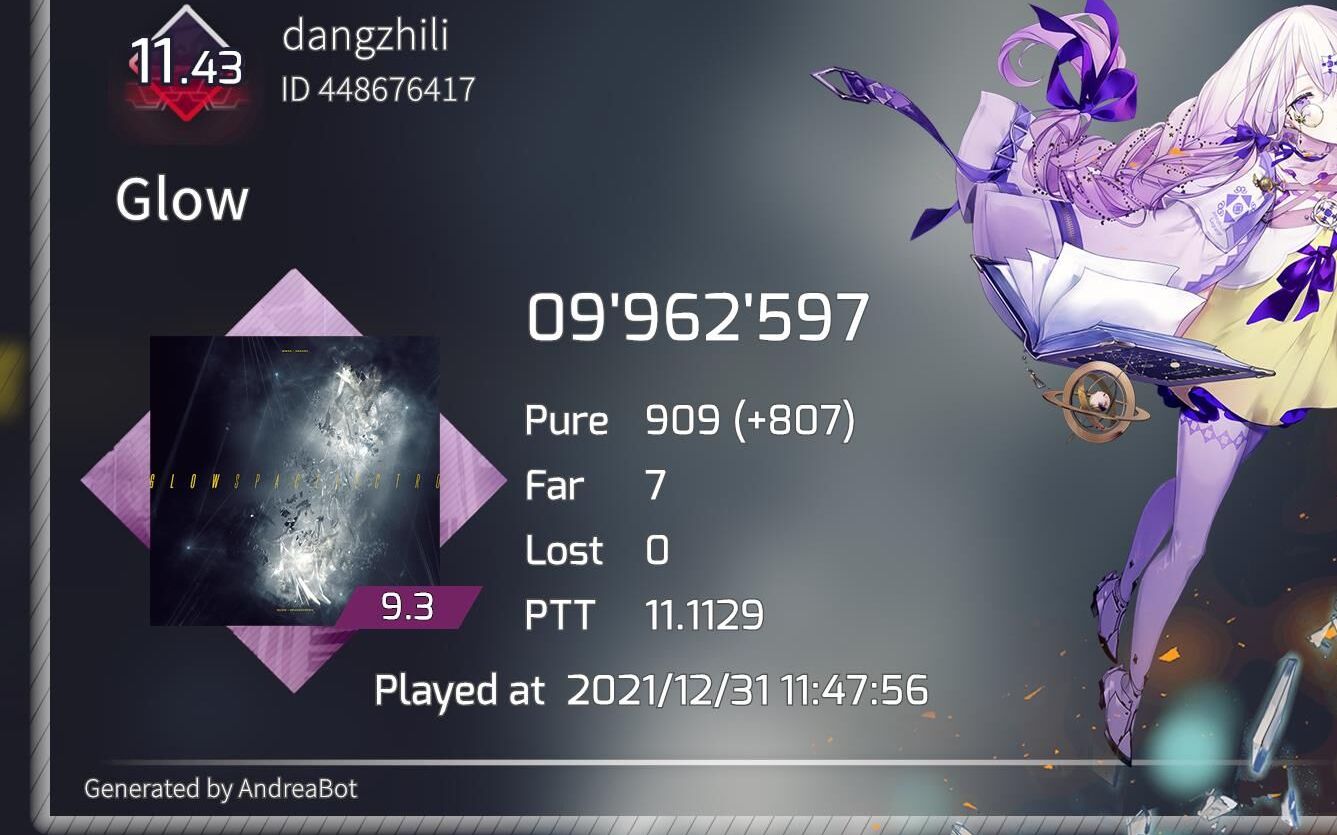 【Arcaea】拇指 Glow ftr 9.3 EX+F 996w_哔哩哔哩_bilibili