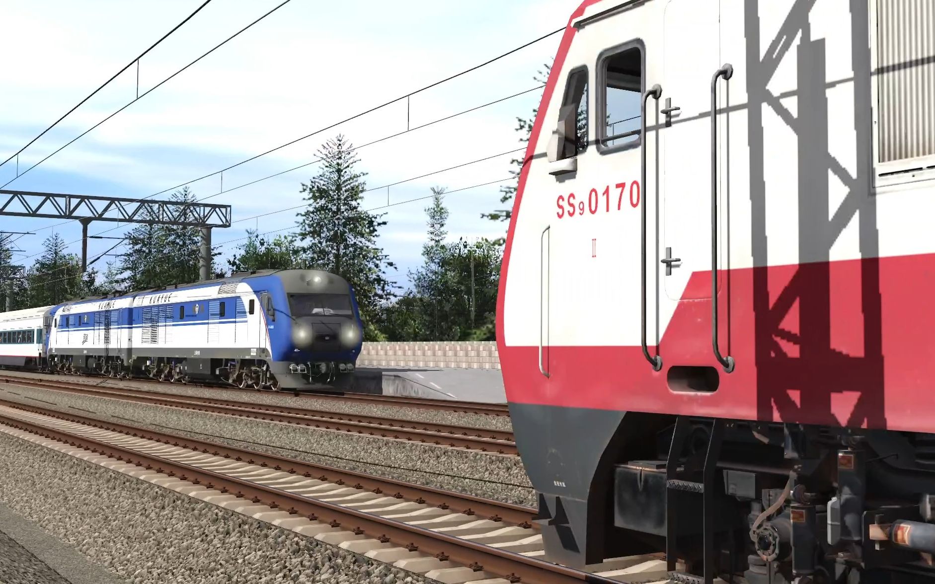 DF11G+BSP25T SS9G+SSPE行包快运 移动视角测试 模拟火车TRS2019_哔哩哔哩_bilibili