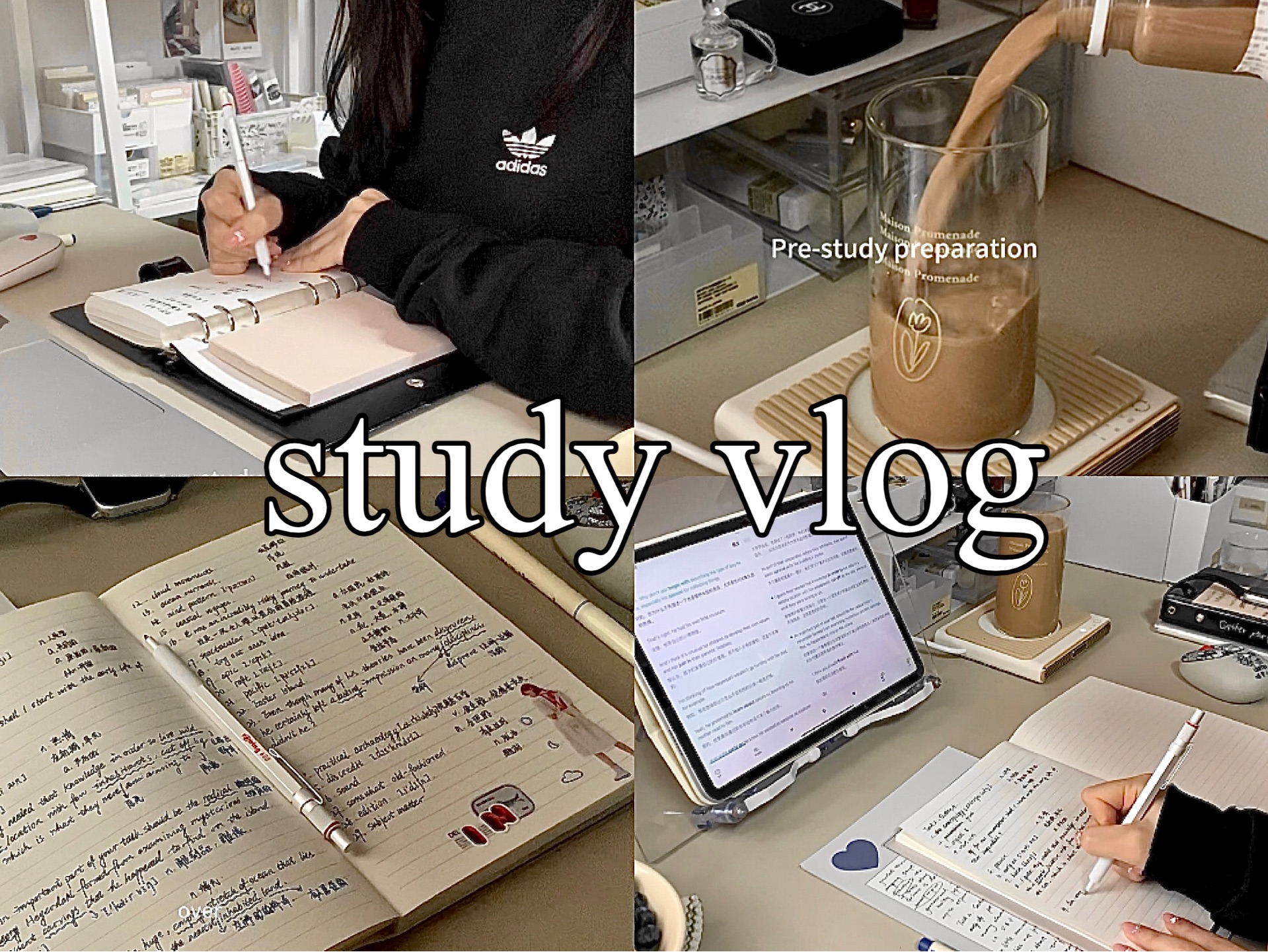 study vlog 94｜学疯了，但我不能死，所以我又回来了｜雨天学习8.5H｜自律大作战｜雅思｜听力｜动力向study with me 伴学-myvivi_-myvivi_-哔哩哔哩视频