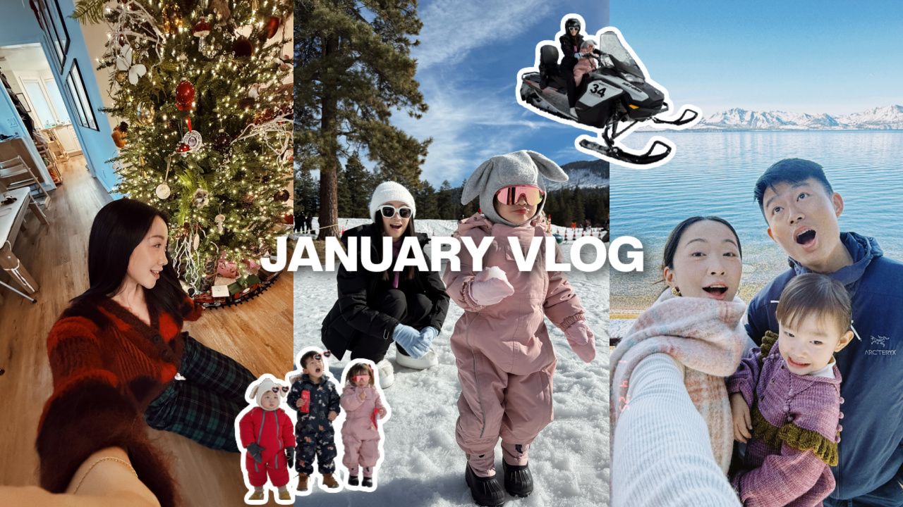 JAN VLOG｜新年的第一个旅行：太浩湖绝美晚霞🌅 大雪中滑雪🎿 以及一家三口平静的圣诞节-Vickysoupsss-Vickysoupsss-哔哩哔哩视频