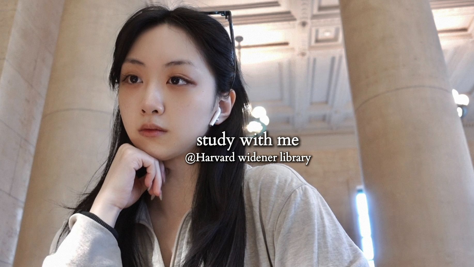 Study with me | 期末的哈佛大学图书馆 1小时考前学习冲刺 | 雨天、白噪音与钢琴曲-Elaine小阎-Elaine小阎-哔哩哔哩视频