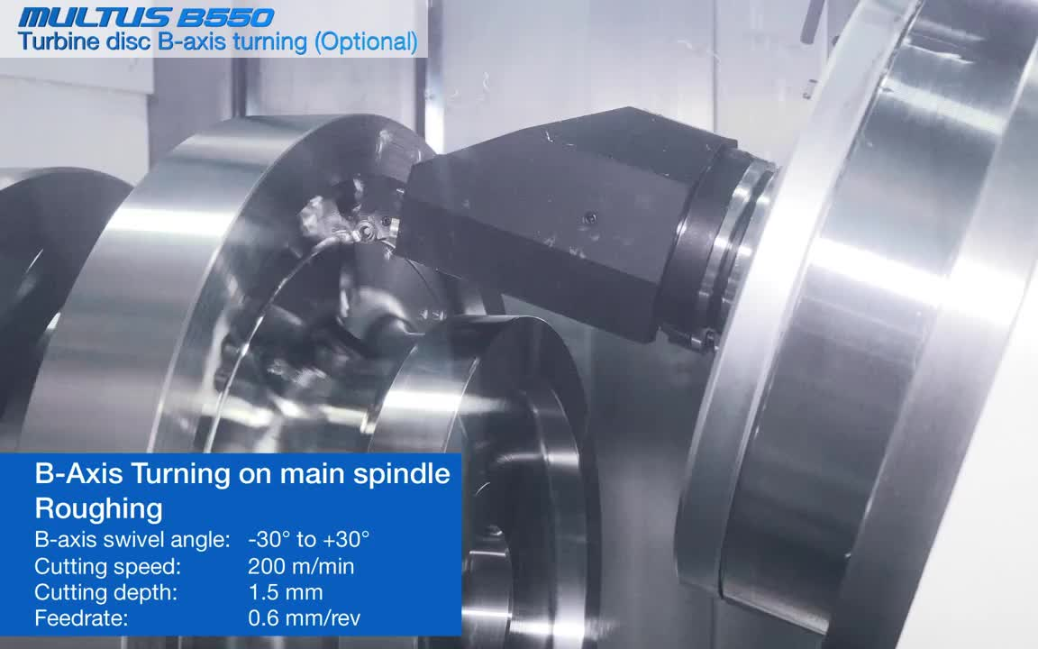 日本大隈Okuma X Z B三轴联动车削 MULTUS B550 Turbine Disk B-Axis Turning_哔哩哔哩_bilibili