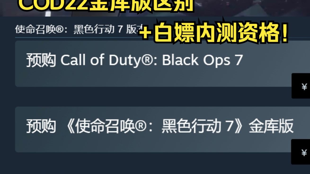 《COD22》标准版/金库版区别，不预购白嫖游戏测试资格教程！-奶爸iii-奶爸iii-哔哩哔哩视频
