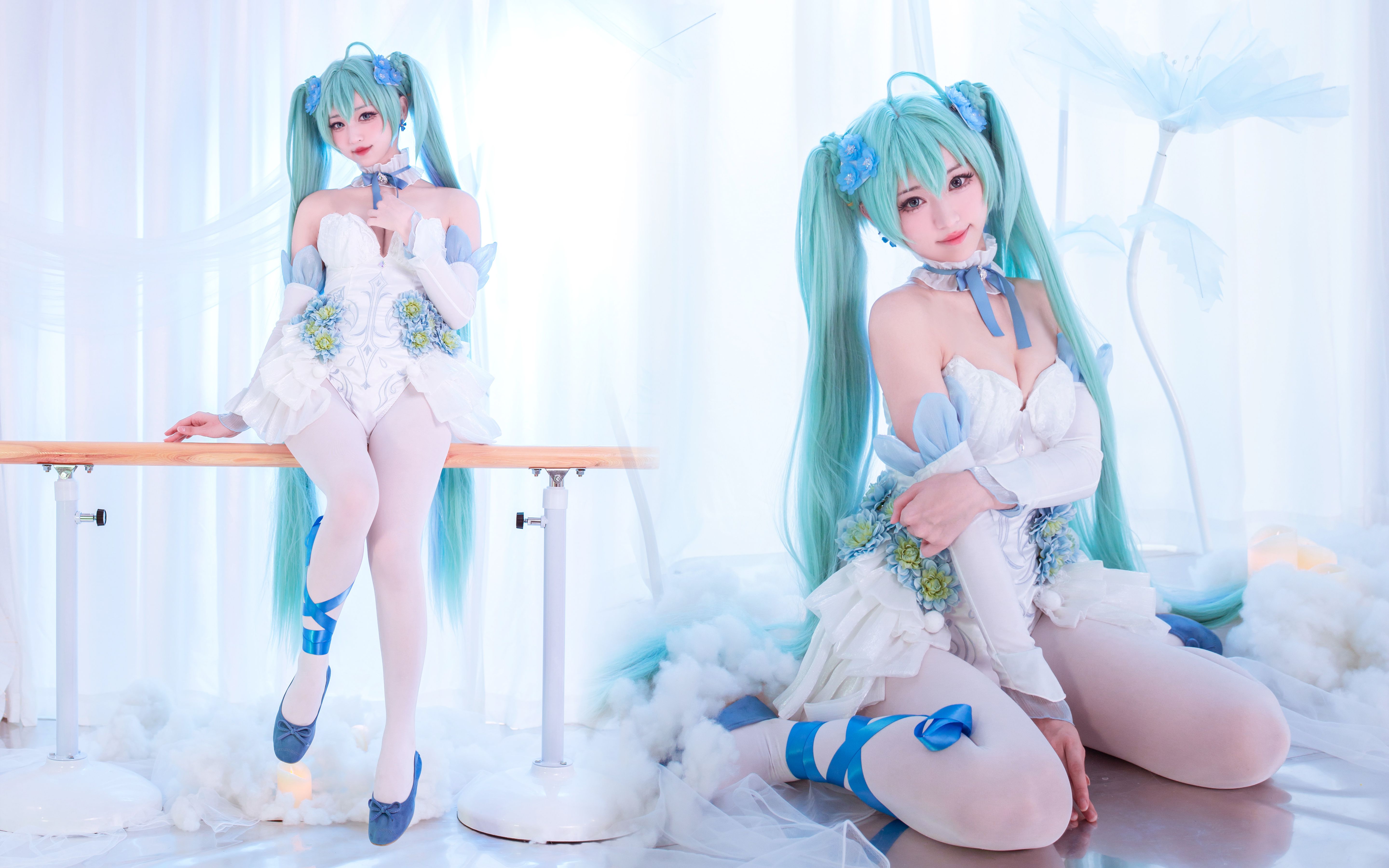 Miku粉蝶花精灵cos~花仙子也太好看了吧！ 北北miya 北北miya 哔哩哔哩视频