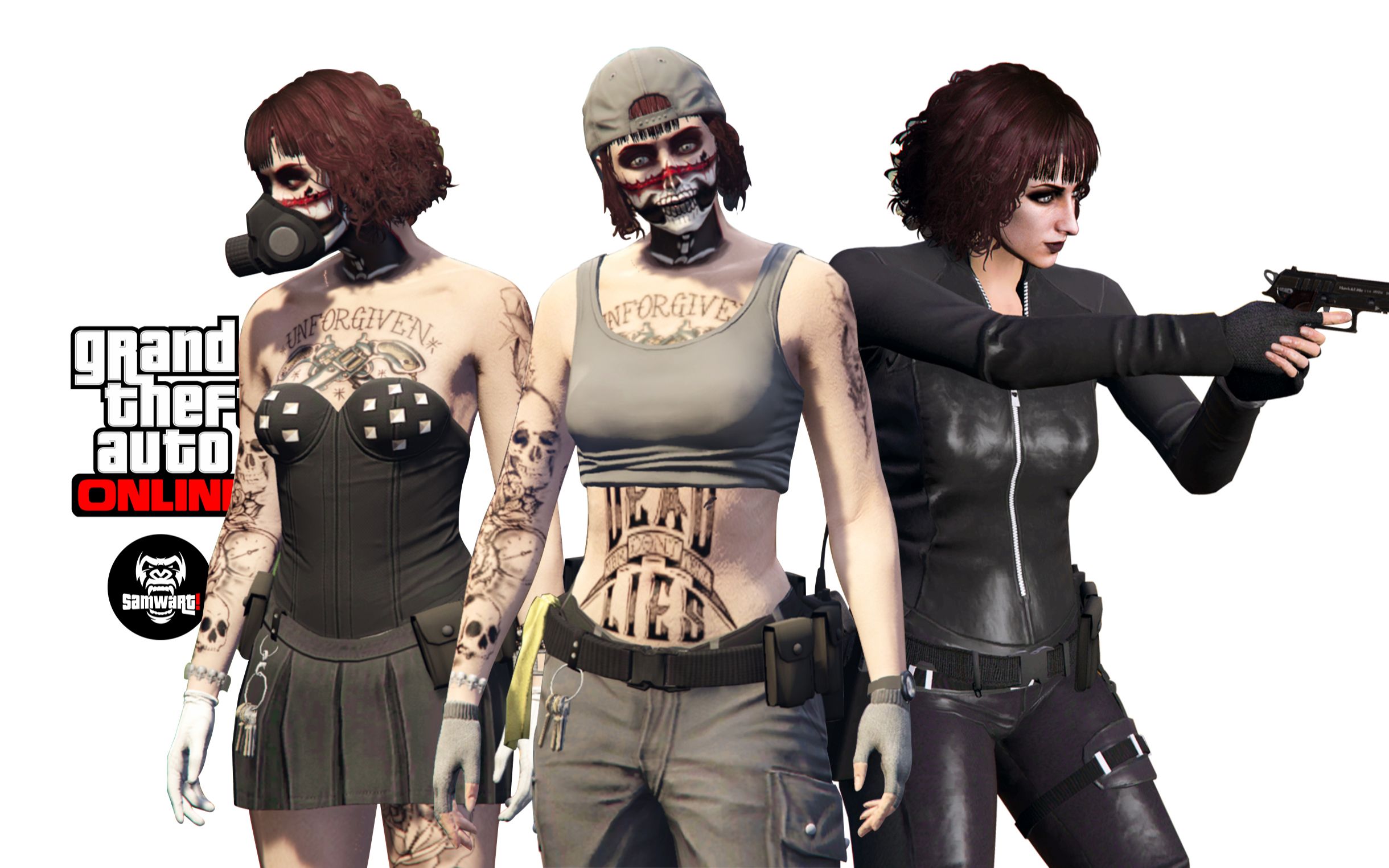 【Rockstar Games服装转移】女装暗黑系搭配/黑寡妇/午夜女王/洛圣都改车王技工_哔哩哔哩_bilibili