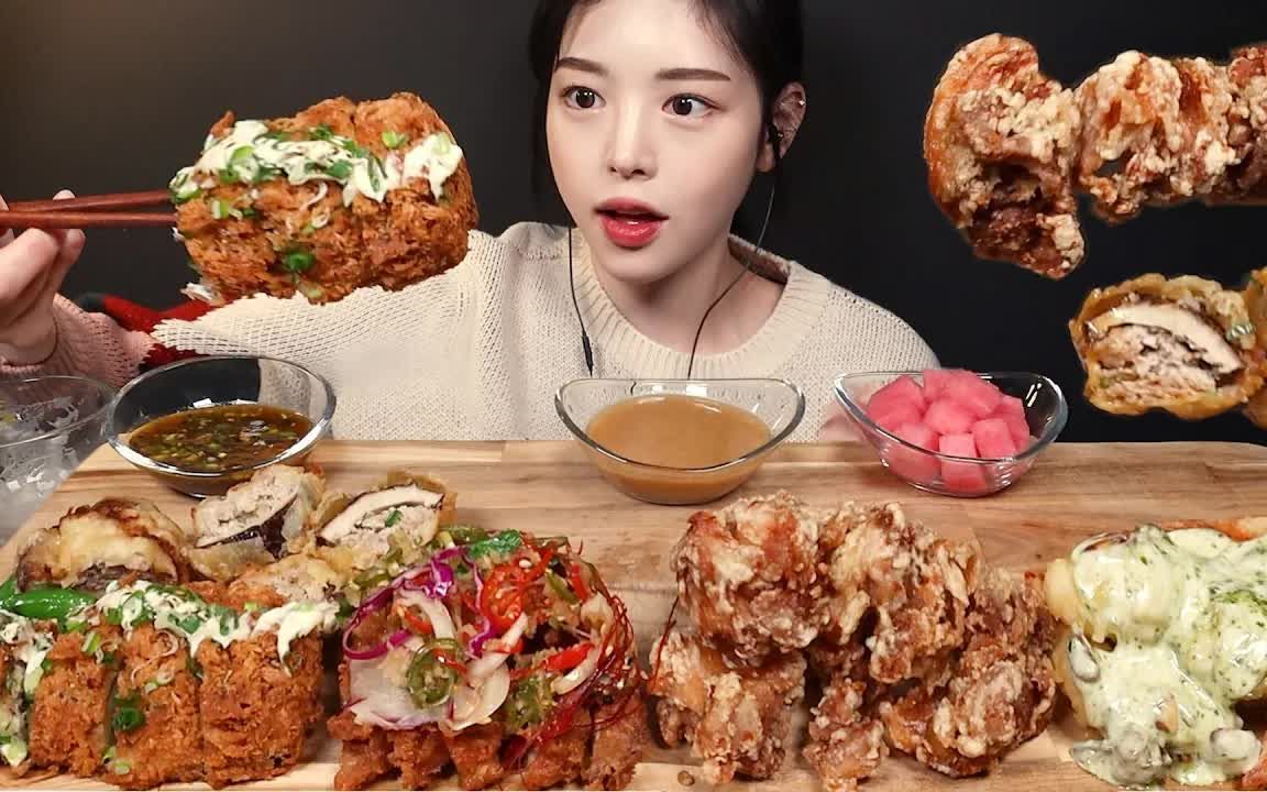 【Boki 中字】酥脆的炸鸡、奶油虾、炸肉配啤酒吃播 ！-BOKI小姐姐-BOKI小姐姐-哔哩哔哩视频