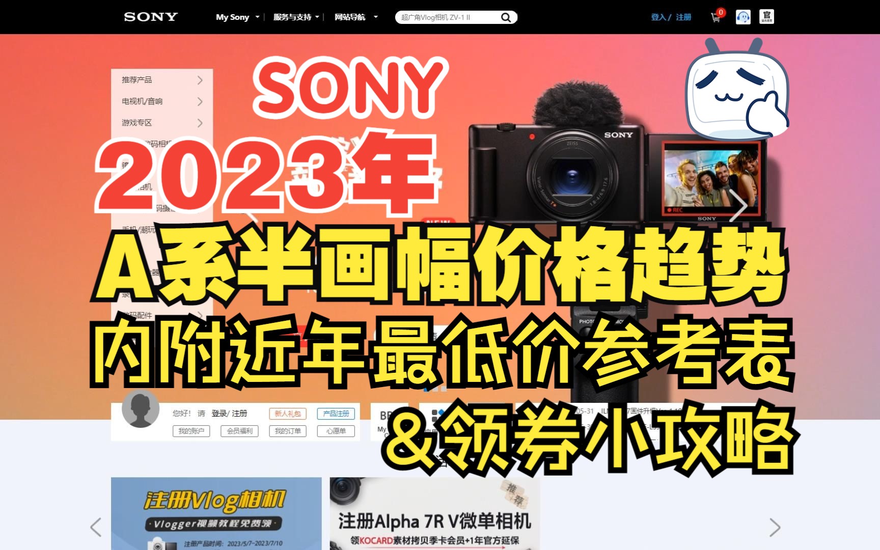 【新手必看】2023年索尼a系半画幅相机618近期价格趋势 含最低价格表 索尼a6000 a6100 a6400 a5100 a6600 18135 18105-瘦瘦半斤-瘦瘦半斤-哔哩哔哩视频