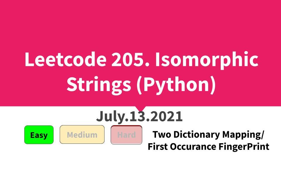 Leetcode 205 Isomorphic Strings Python bilibili