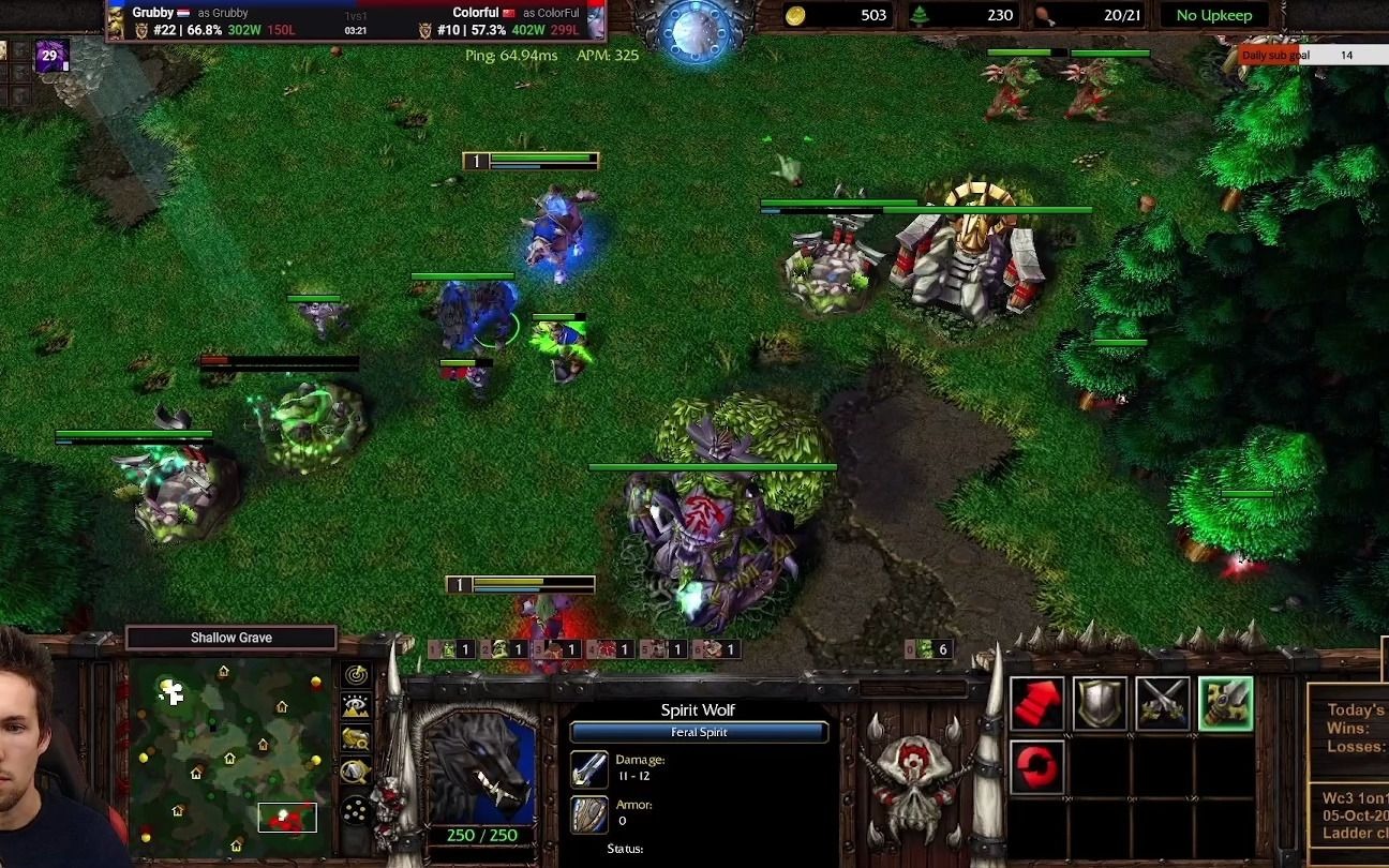 皇冠级第一视角，Grubby vs 彩色，6及熊猫让人绝望_哔哩哔哩_bilibili