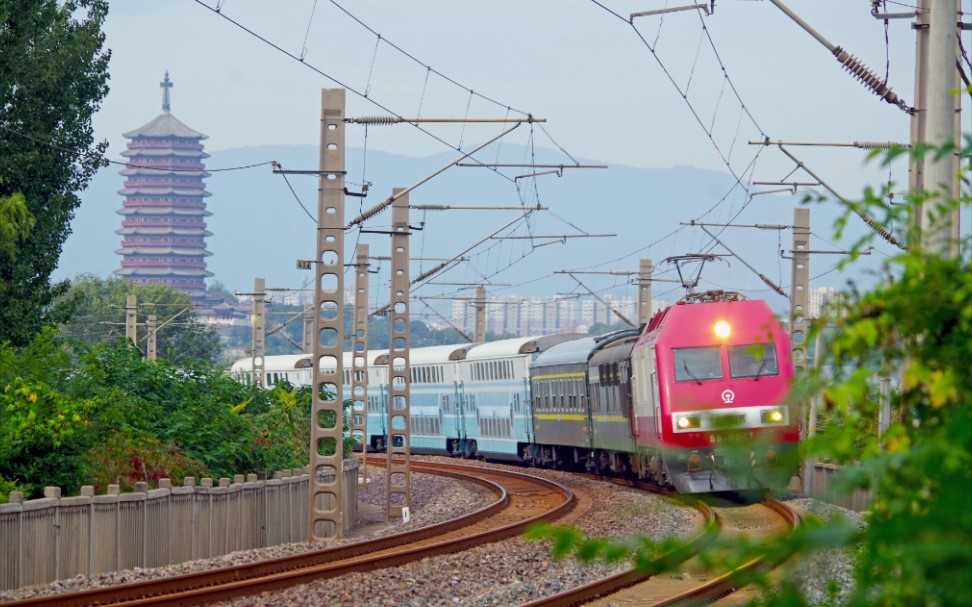 【原色列车】SS9G+双层25Z，K5211次西长线槐树岭下行_哔哩哔哩_bilibili