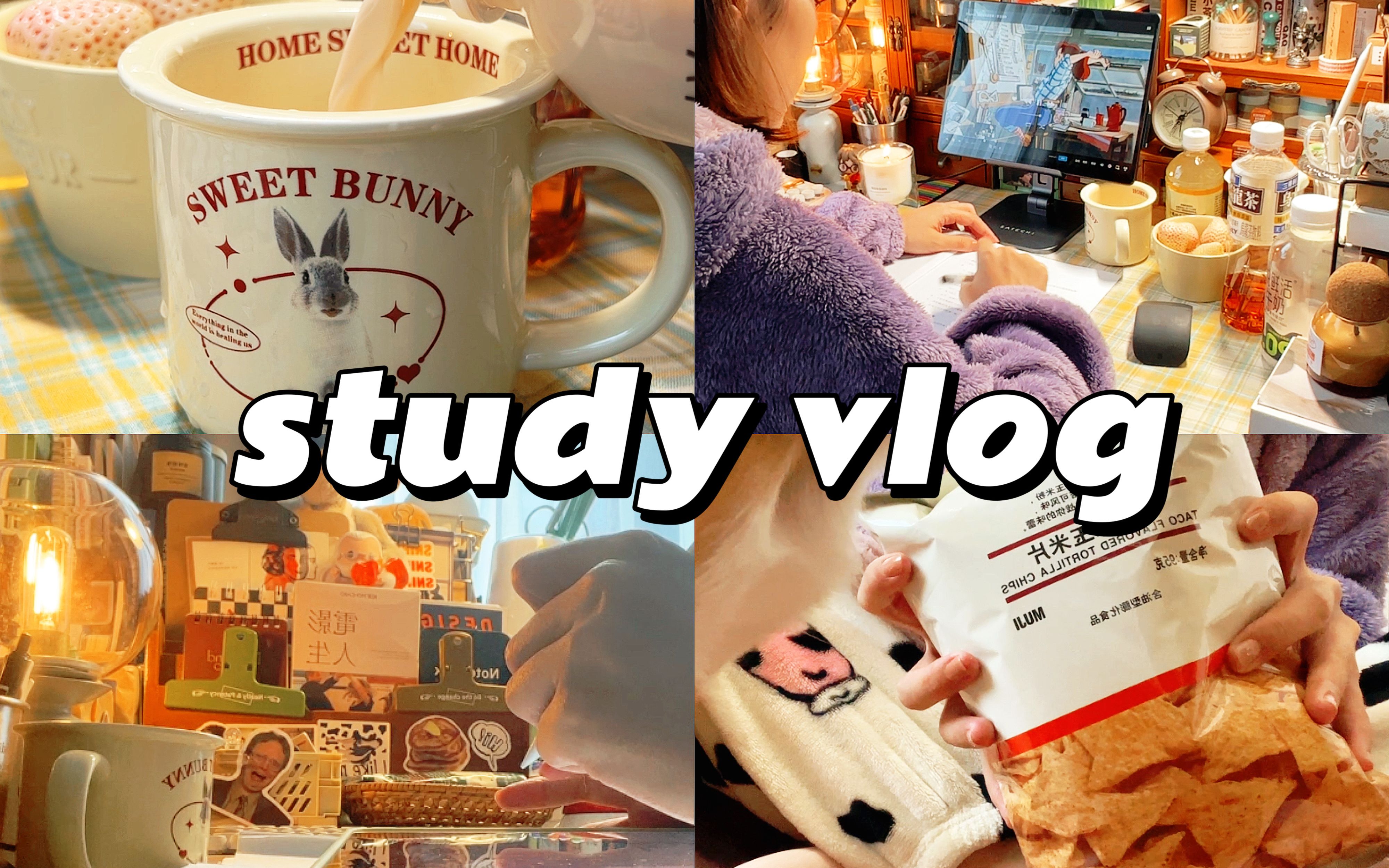 study vlog | "盛不盛开，花都是花" | study with me | 无印开箱 | 400次咖啡初体验-市民杰西西-市民杰西西-哔哩哔哩视频