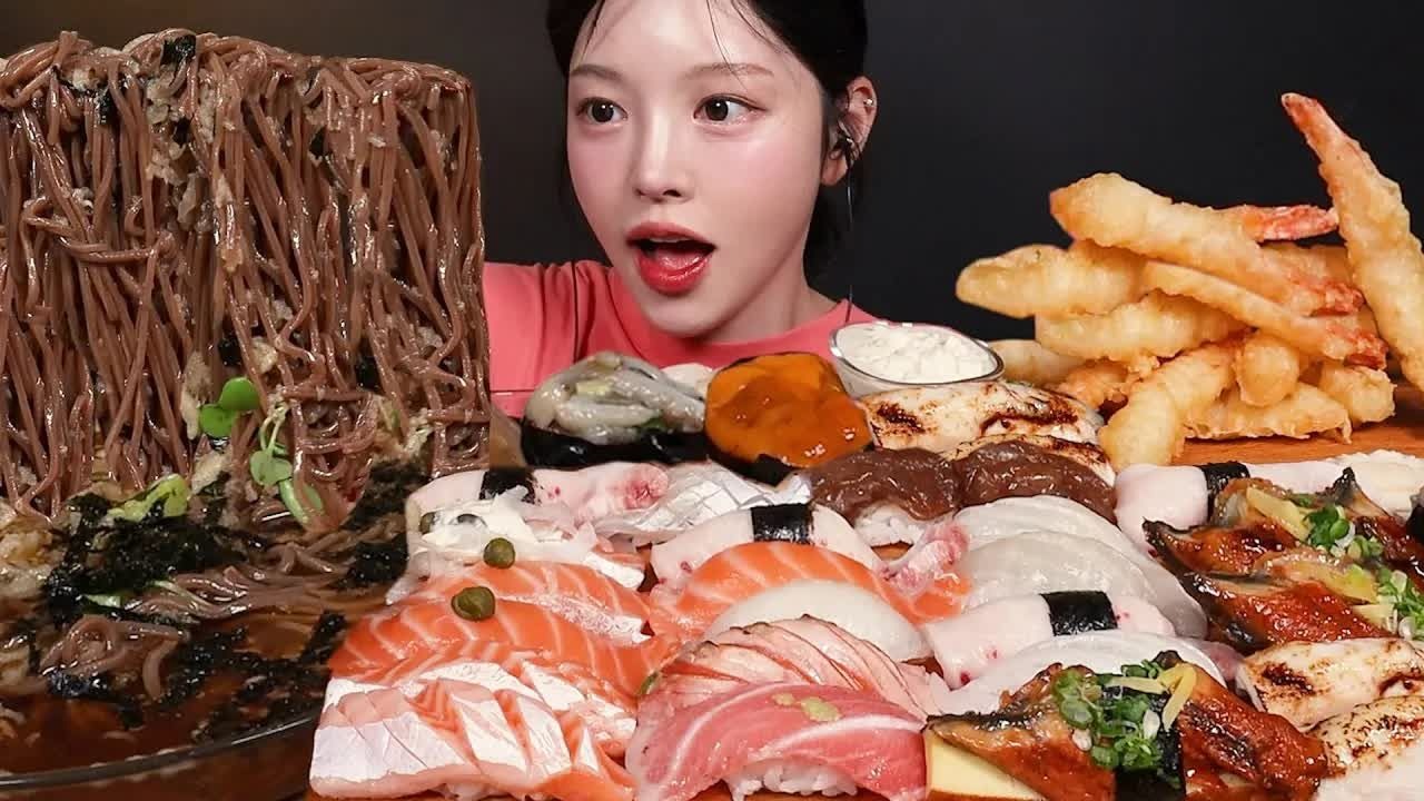 【Boki 中字】夏天这么吃太过瘾了，冰镇荞麦面配寿司！-BOKI小姐姐-BOKI小姐姐-哔哩哔哩视频