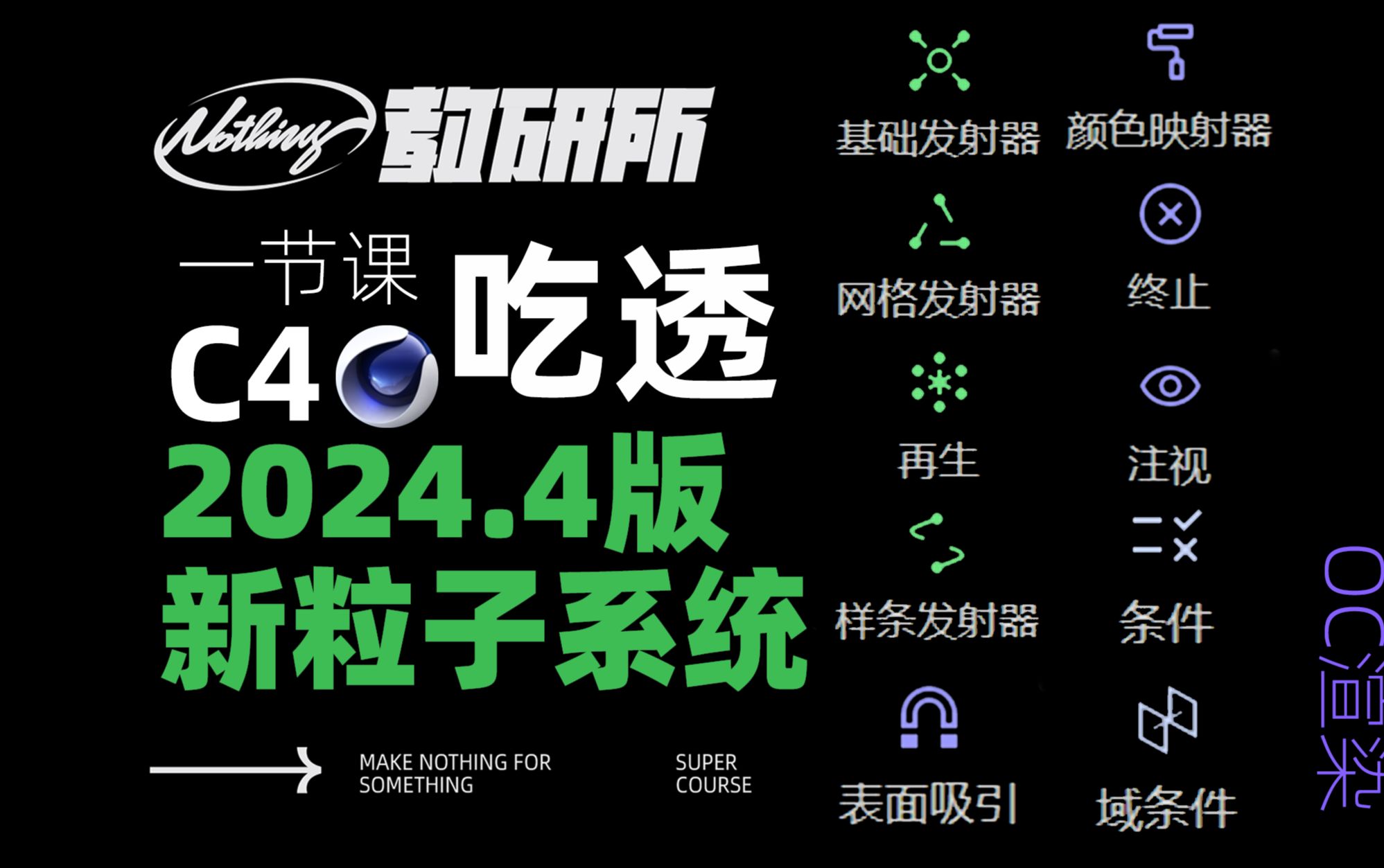 一节课吃透C4D2024.4新版粒子系统：网格发射/条件/修改器/OC渲染-nothing教研所-nothing教研所-哔哩哔哩视频