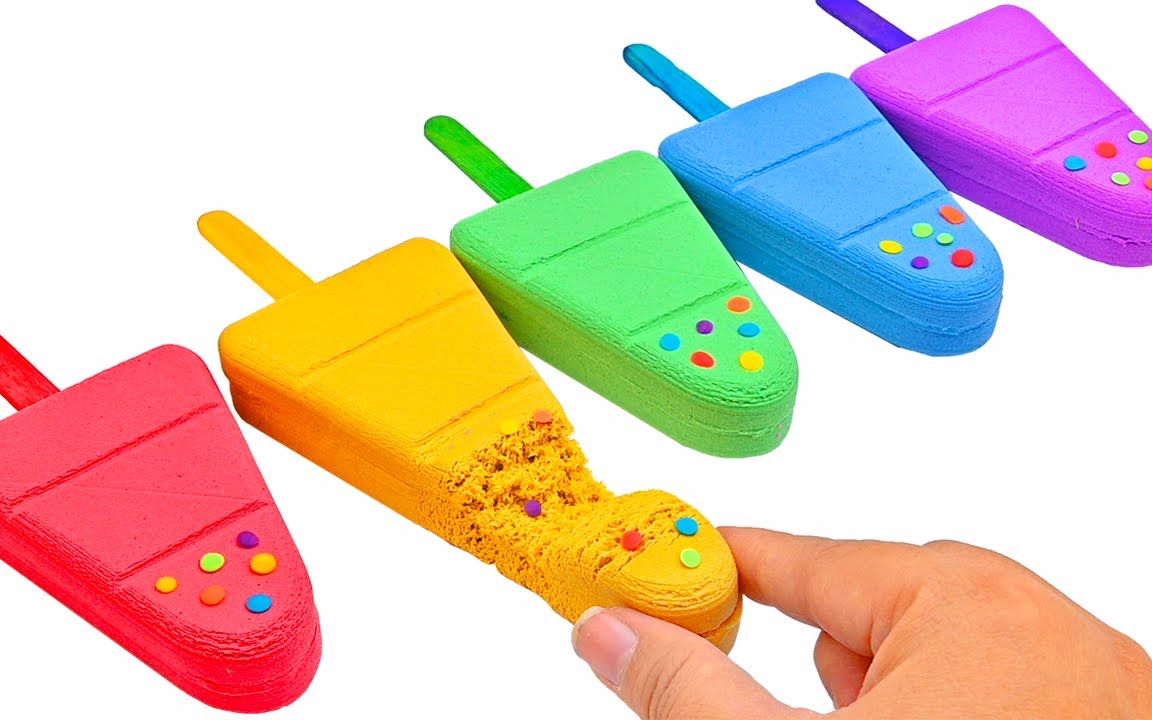 如何用切割技术从动态沙中，制作彩虹冰淇淋三角形！_哔哩哔哩_bilibili