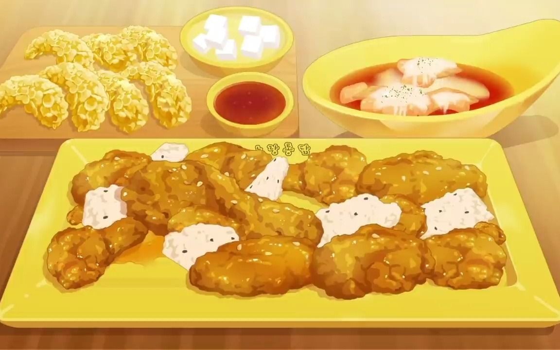 【fooni】吃古早味的炸整鸡｜炸虾🍤｜雪花 ️炒年糕｜第一视角吃播｜来吃！_哔哩哔哩_bilibili