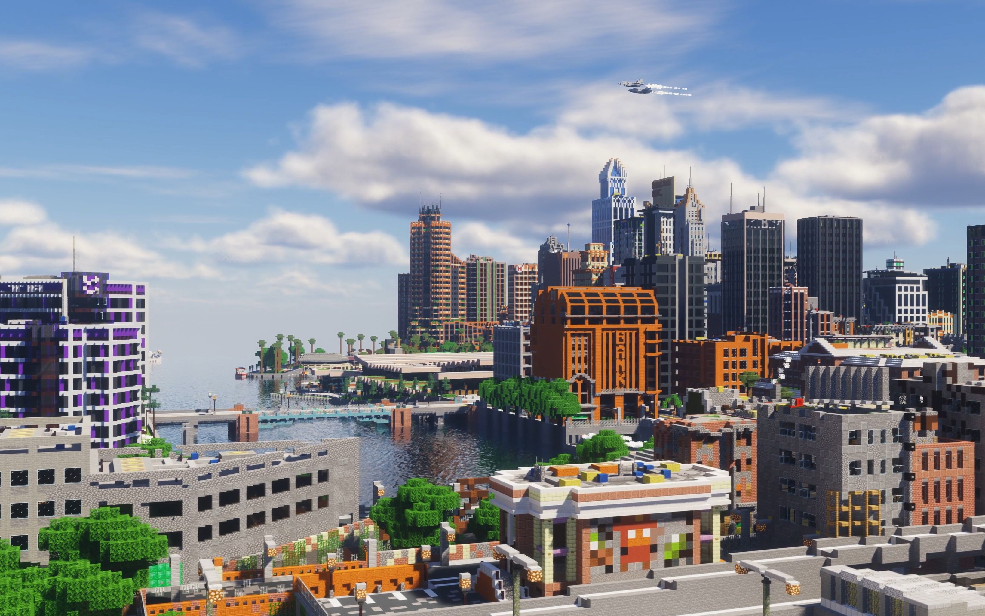 【minecraft】附下载链接：全球最大的城市地图更新：绿地（greenfield）0.5.4来了！ 精致且100%覆盖的内饰堪比真实世界！