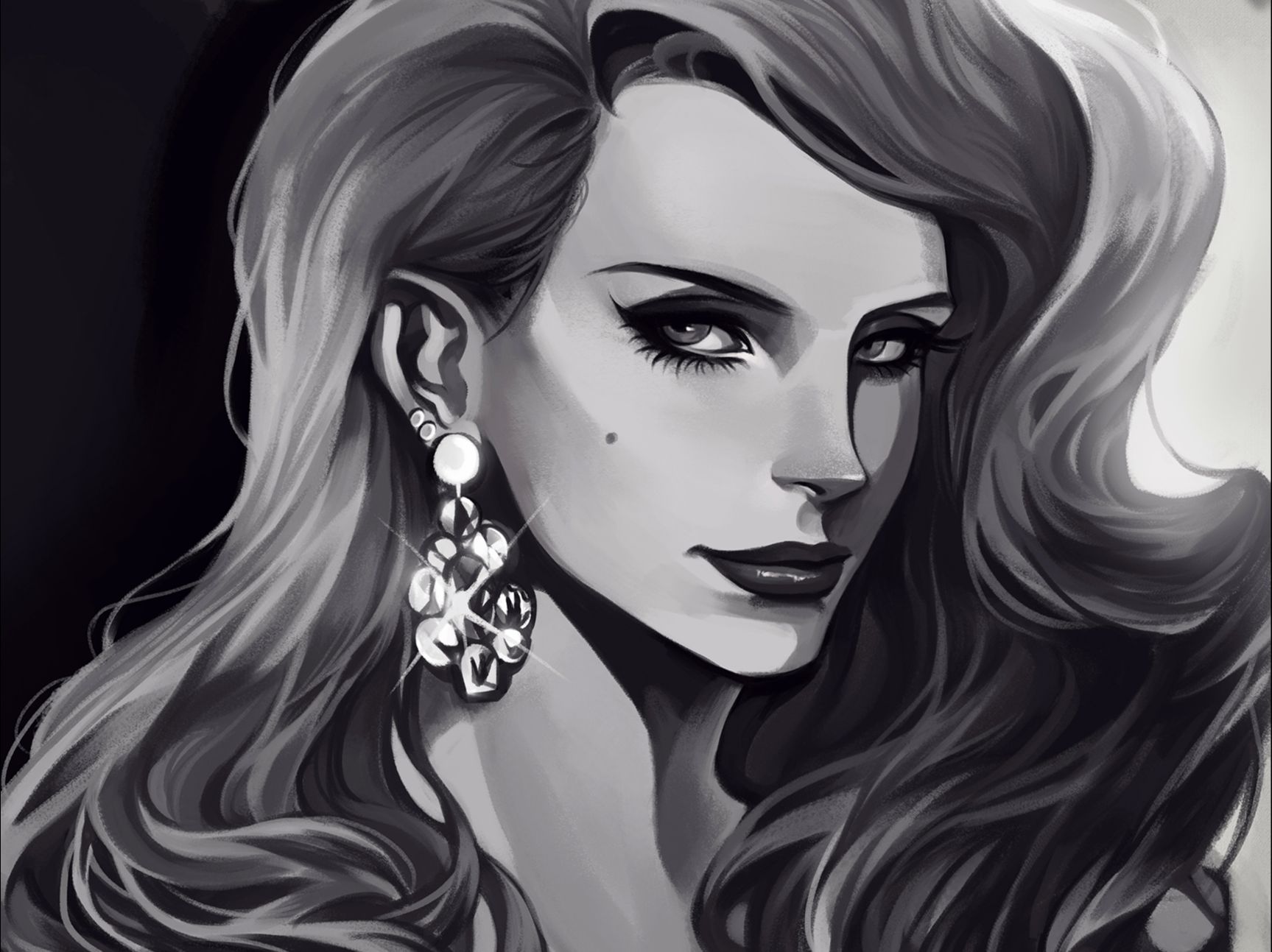 【绘画过程】Lana Del Rey 黑白半身-尤里Eury-尤里Eury-哔哩哔哩视频