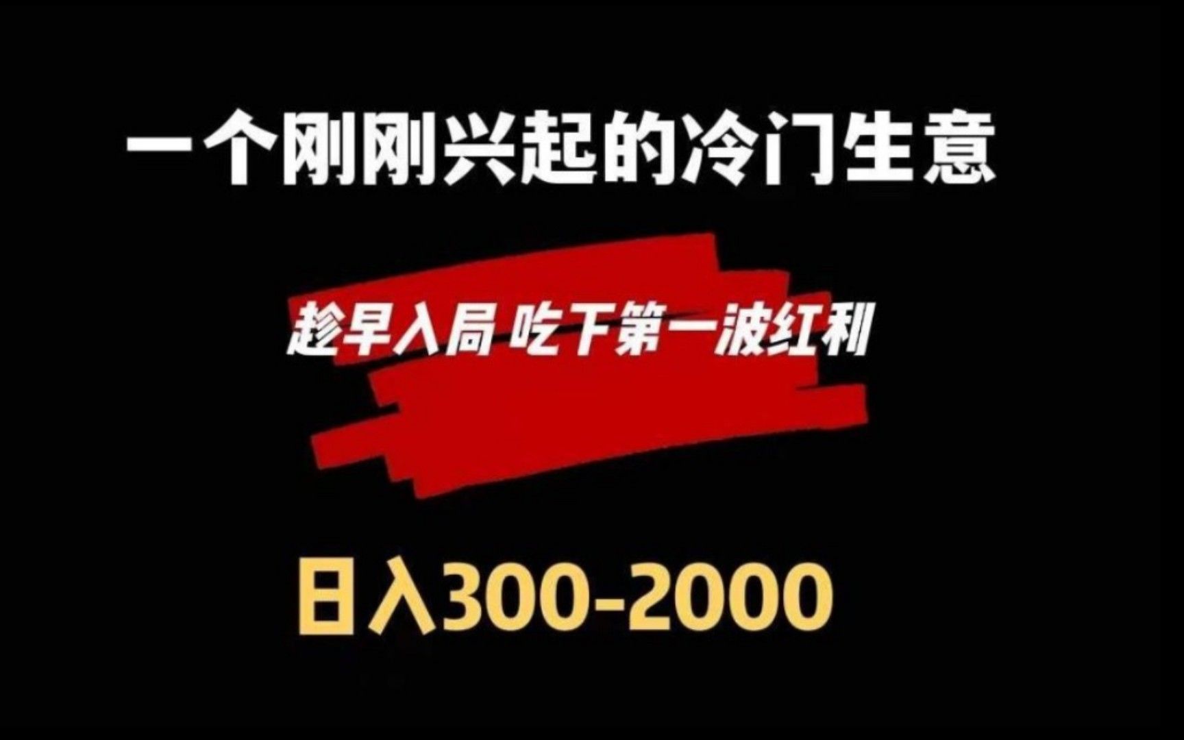 刚刚新兴起的冷门生意，日入300，内附渠道，新手小白可直接做！ 哔哩哔哩
