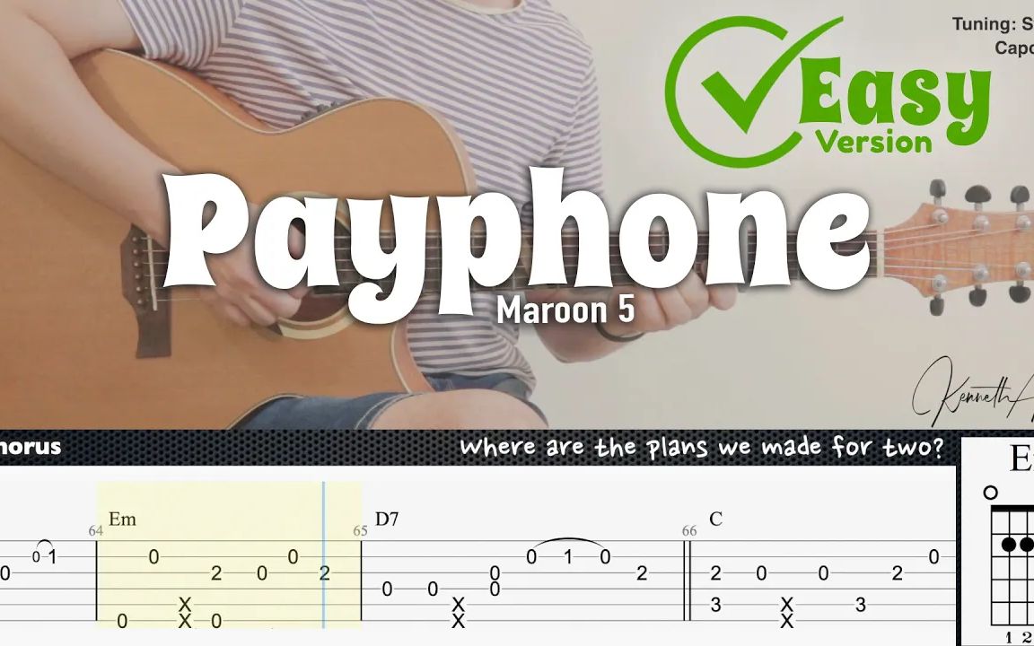 《Payphone》简单版翻弹火热来袭！是谁的DNA又动了？-指尖吉他肯尼思-指尖吉他肯尼思-哔哩哔哩视频