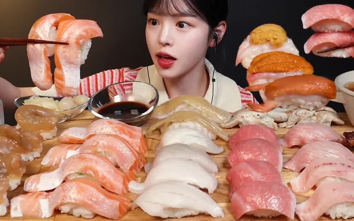 【Boki 中字】各种海鲜寿司，一口两个太过瘾了！！-BOKI小姐姐-BOKI小姐姐-哔哩哔哩视频
