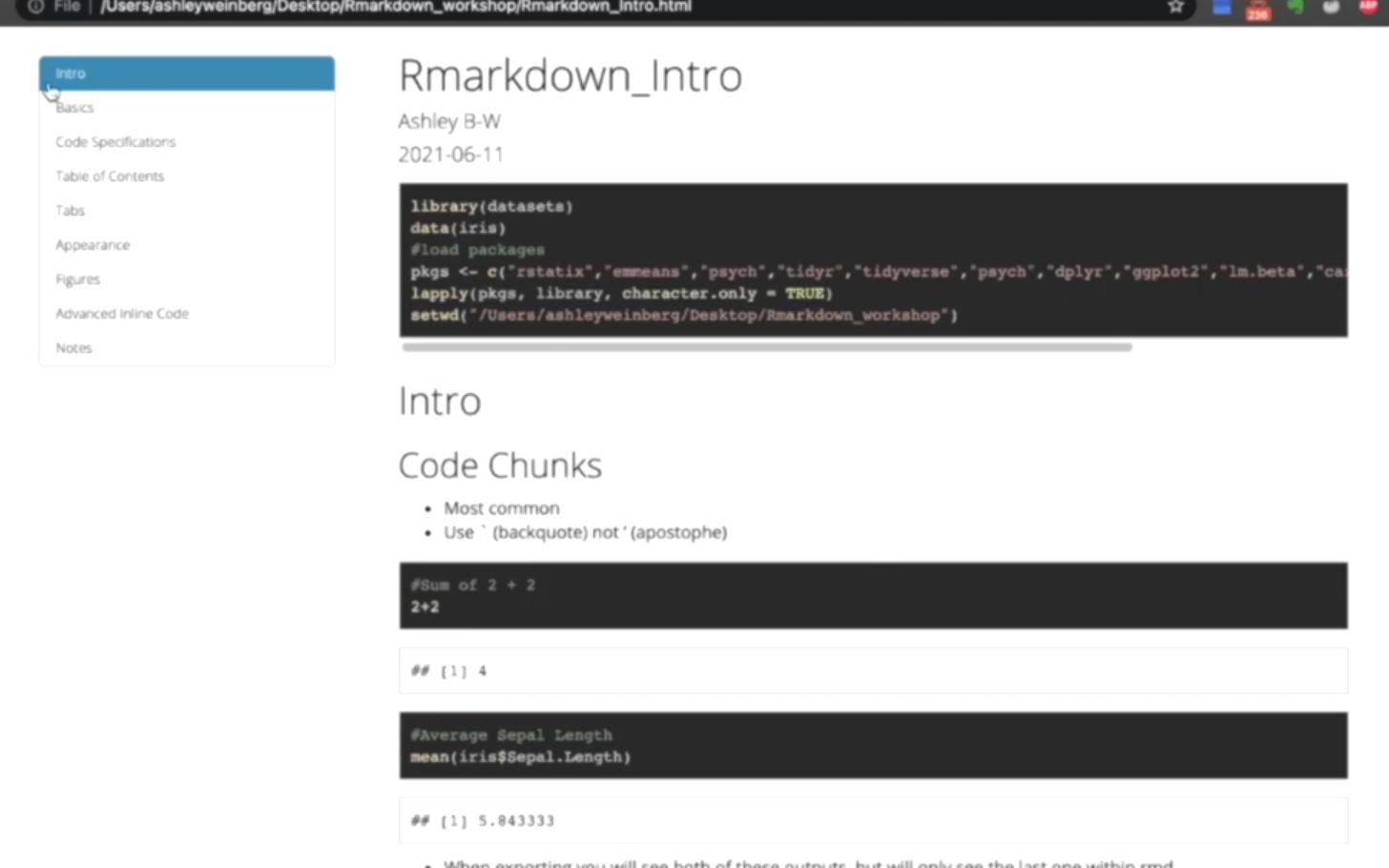 Intro To R Markdown Intro To R Markdown