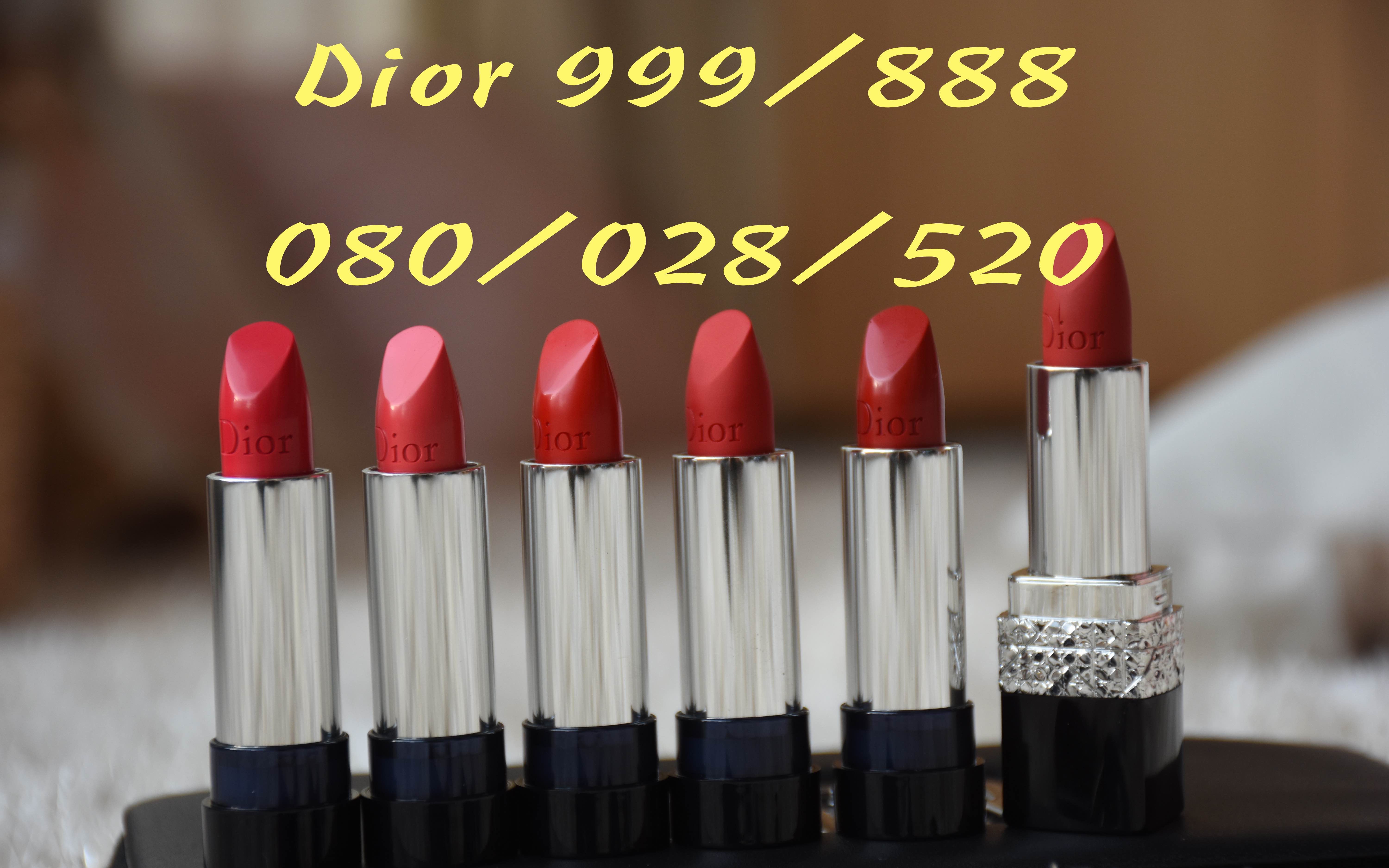 【深唇色】迪奥Dior口红试色！999/888/080/028/520/乱入阿玛尼小胖丁302_哔哩哔哩_bilibili