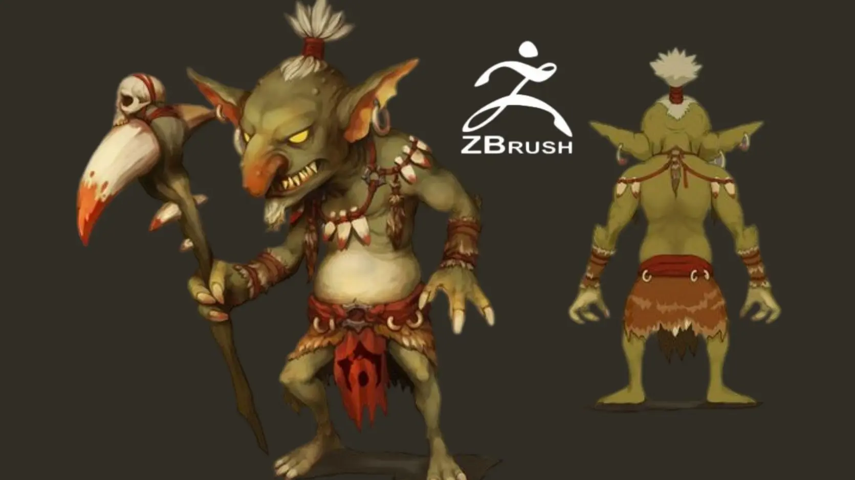 【ZBrush教程】超适合新手练习的哥布林角色建模教程，看完才知道zb上手这么简单！_哔哩哔哩_bilibili