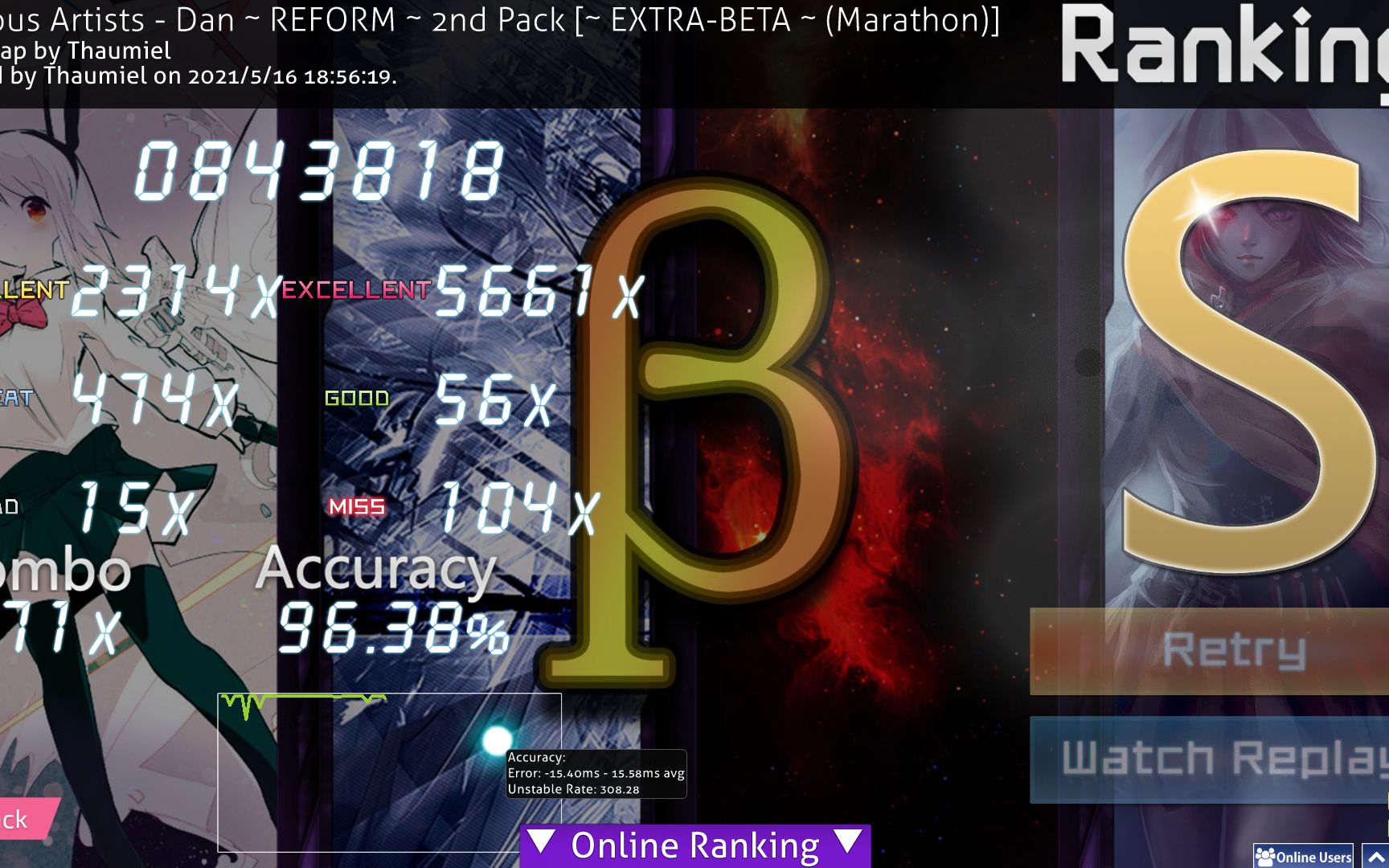 [Osu!Mania 4K] Beta(β)段 96.38 Clear_哔哩哔哩_bilibili